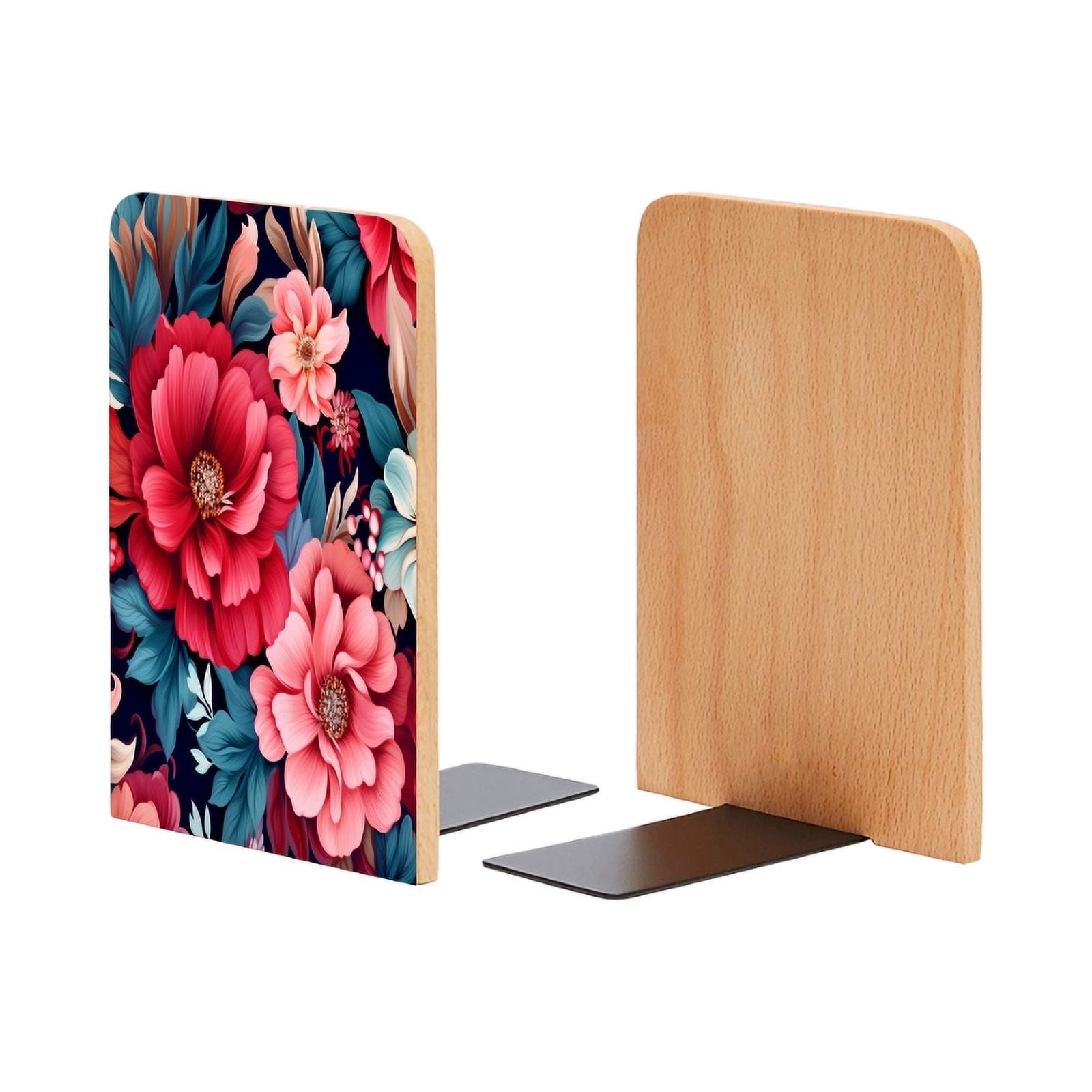 Bookends 1 Pair Non-Skid Bookend Wood Bookends for Shelves Book Stand ...
