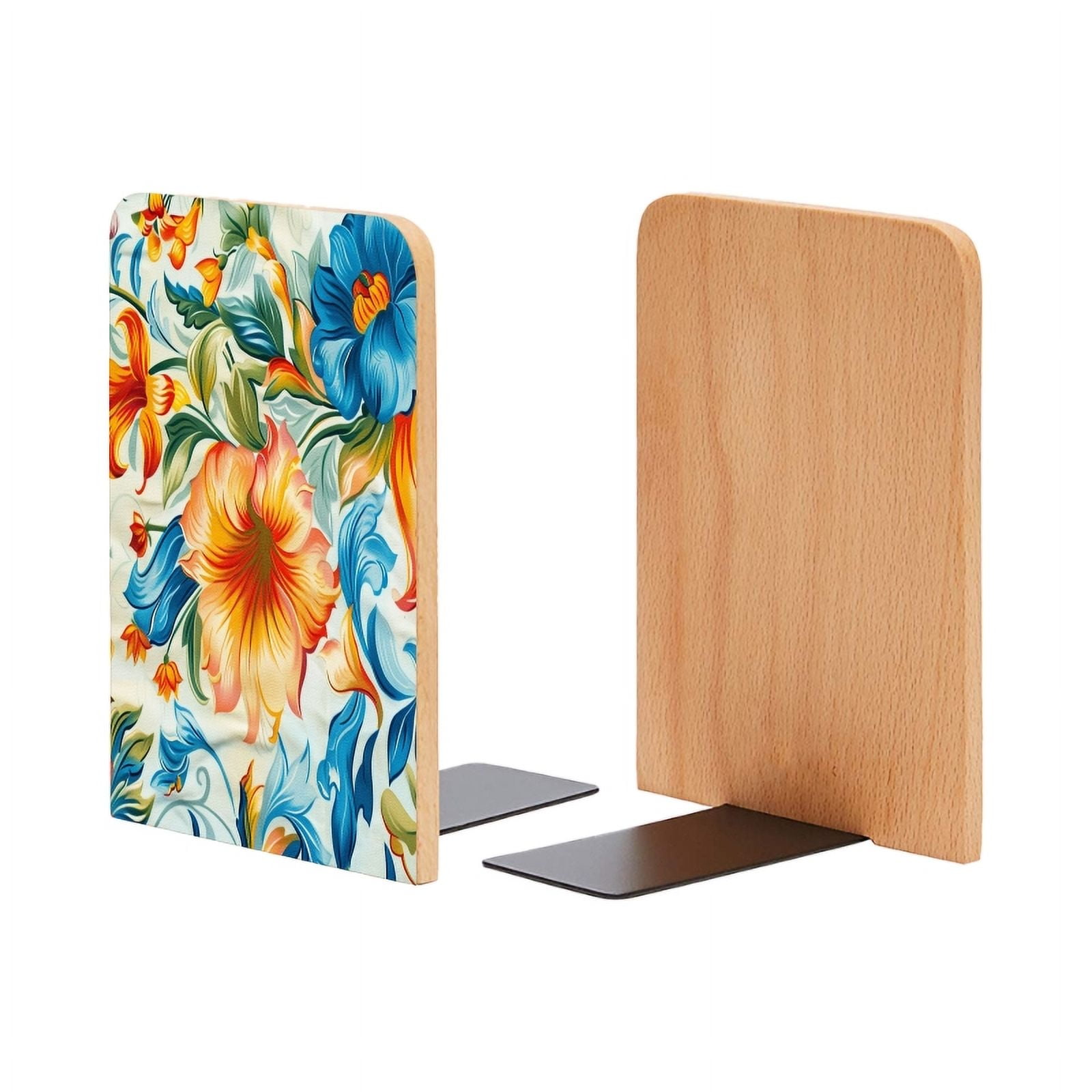 Bookends 1 Pair Non-Skid Bookend Wood Bookends for Shelves Book Stand ...