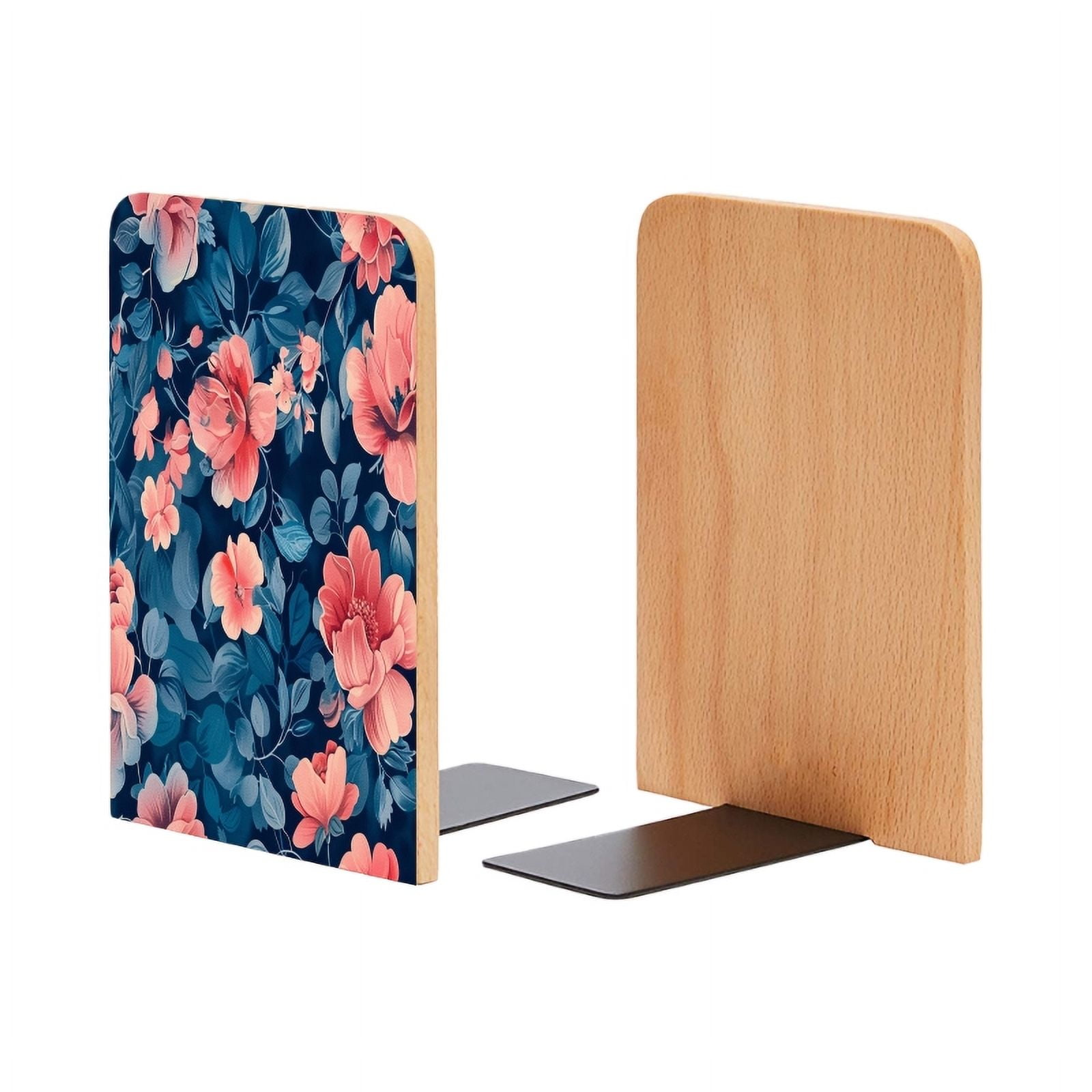 Bookends 1 Pair Non-Skid Bookend Wood Bookends for Shelves Book Stand ...