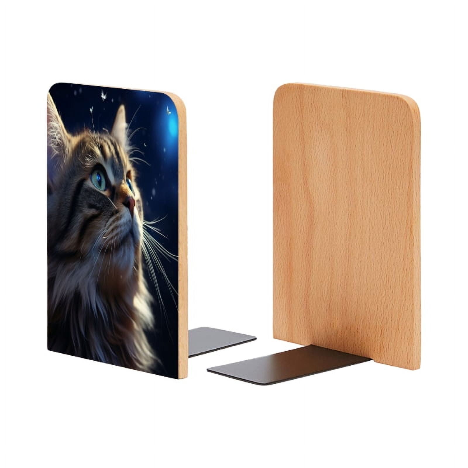 Bookends 1 Pair Non-Skid Bookend Wood Bookends for Shelves Book Stand ...