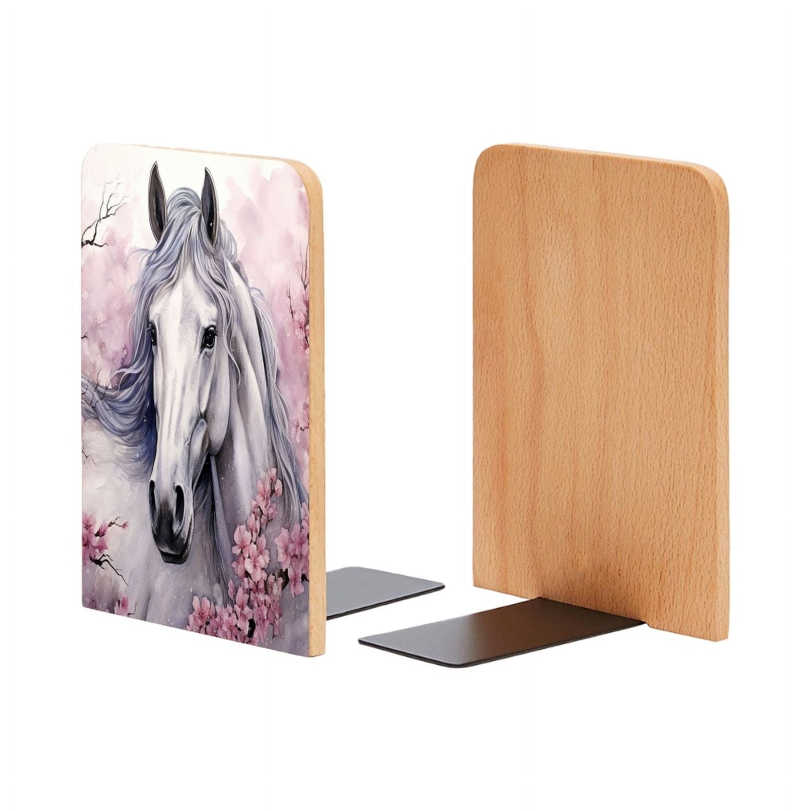 Bookends 1 Pair Non-Skid Bookend Wood Bookends for Shelves Book Stand ...