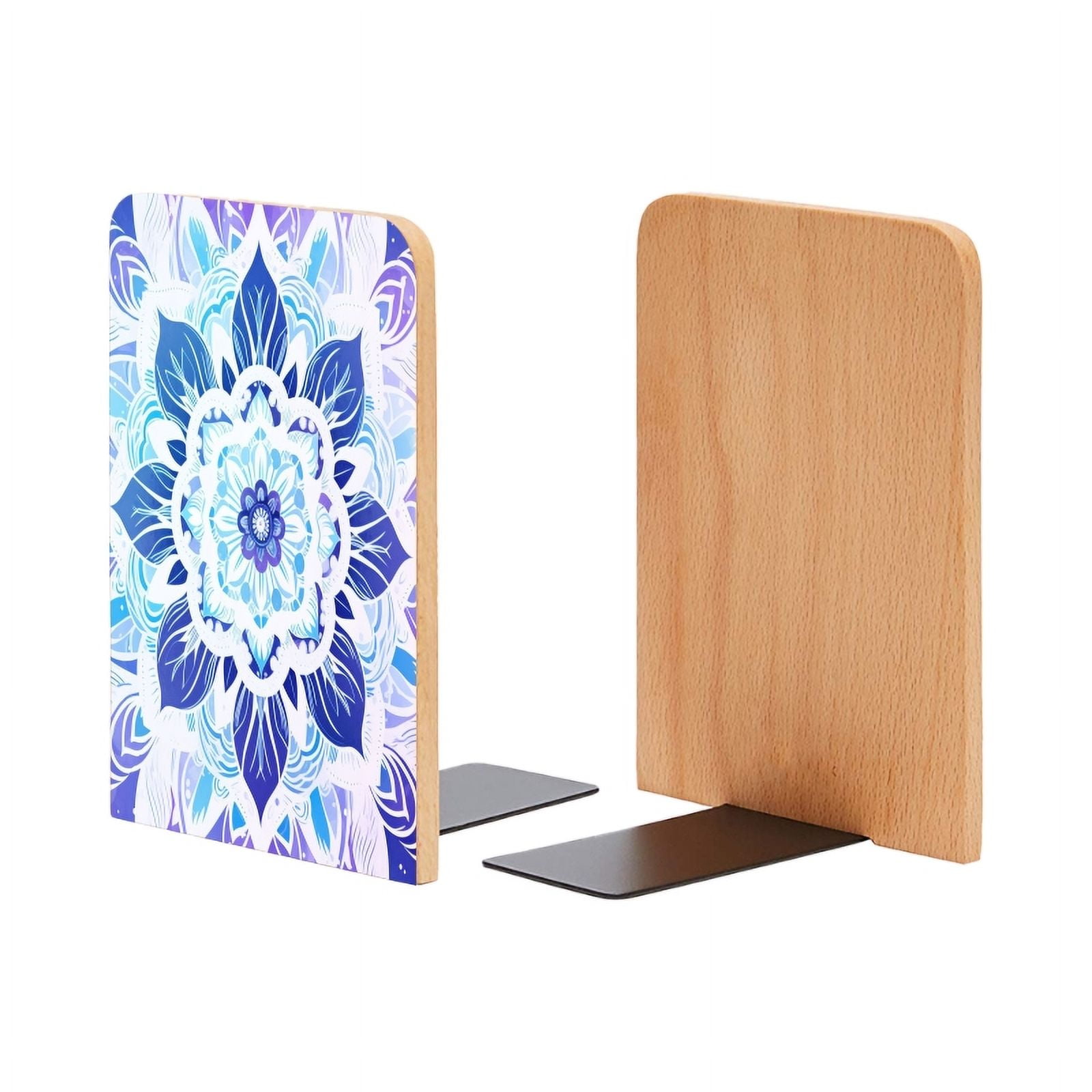 Bookends 1 Pair Non-Skid Bookend Wood Bookends for Shelves Book Stand ...