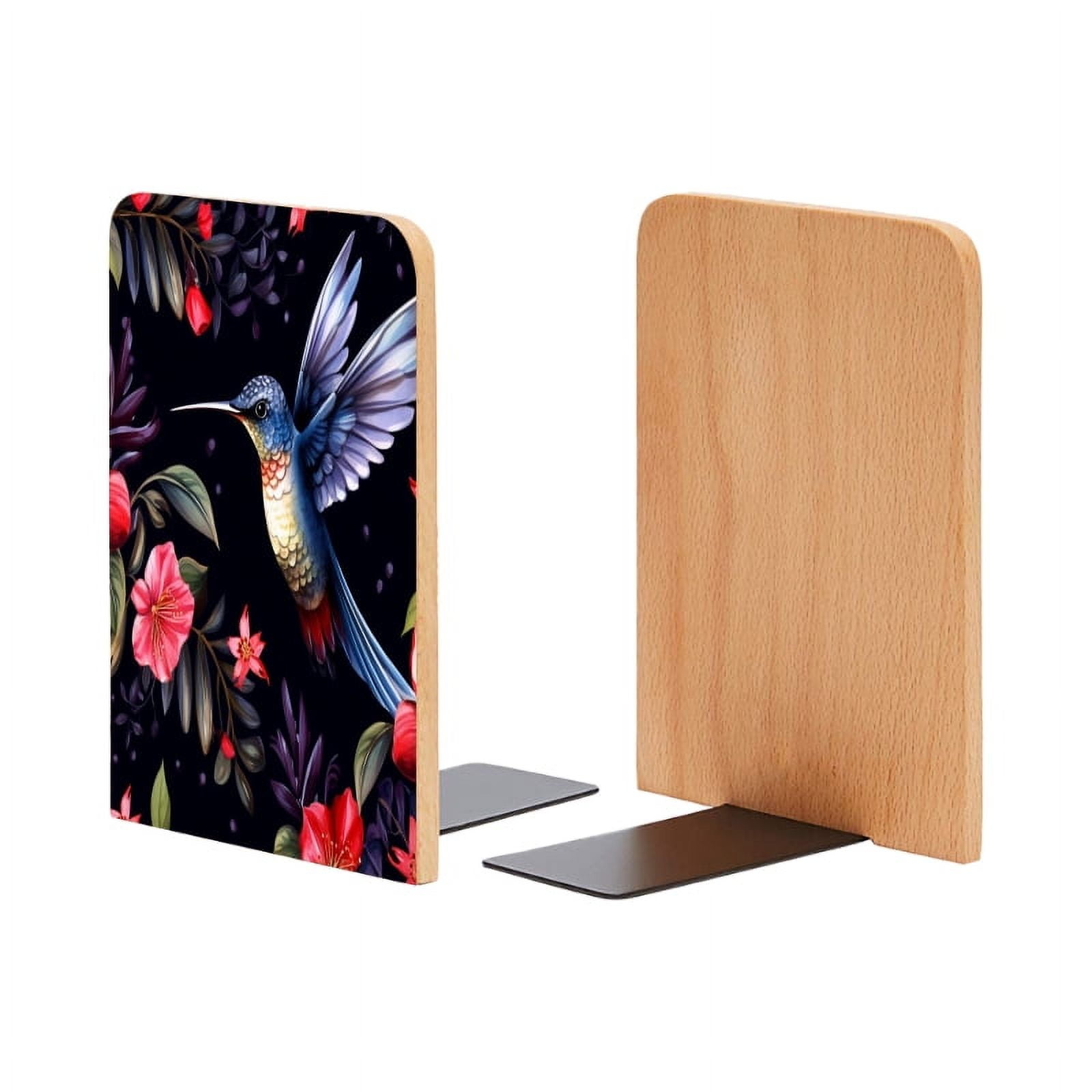 Bookends 1 Pair Non-Skid Bookend Wood Bookends for Shelves Book Stand ...
