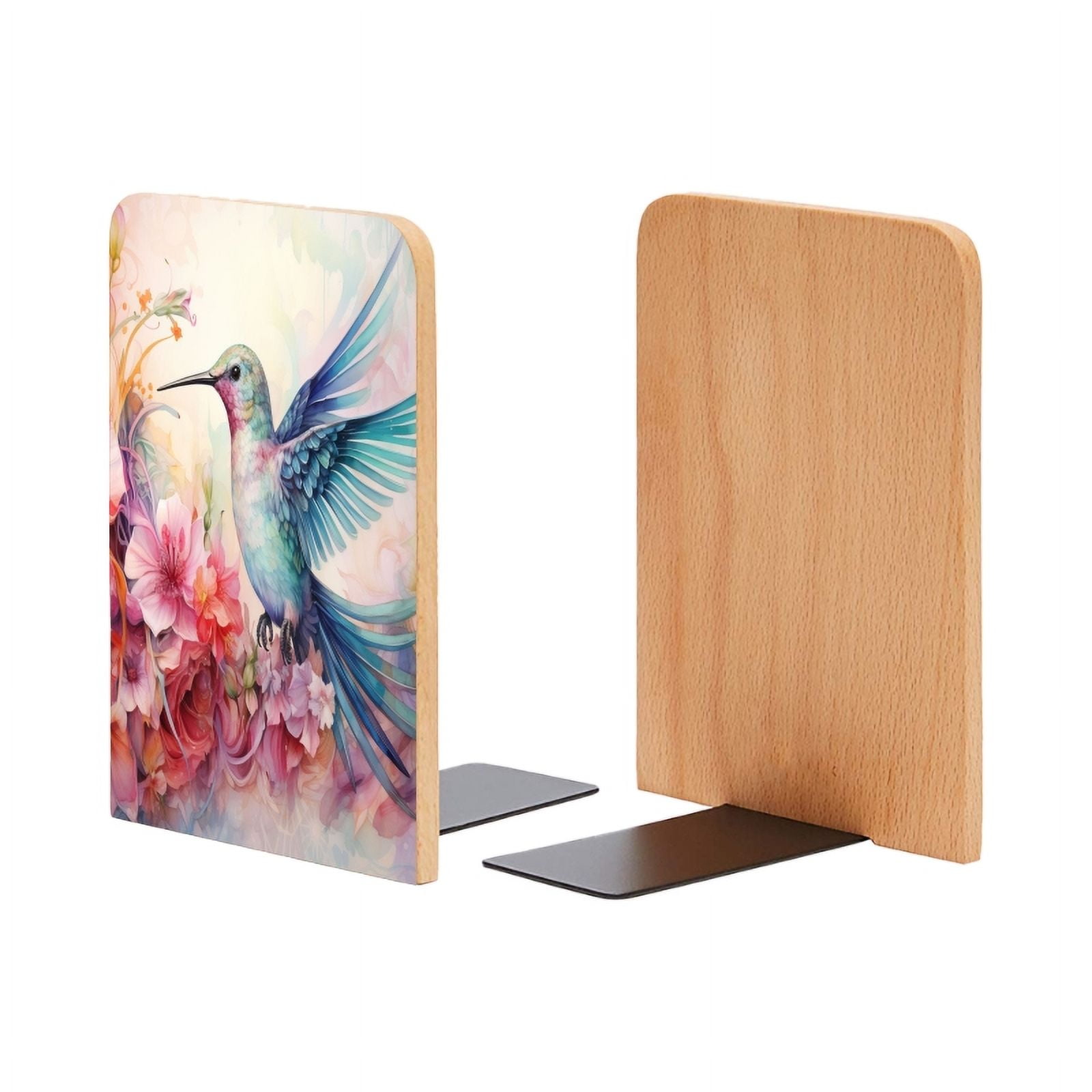 Bookends 1 Pair Non-Skid Bookend Wood Bookends for Shelves Book Stand ...