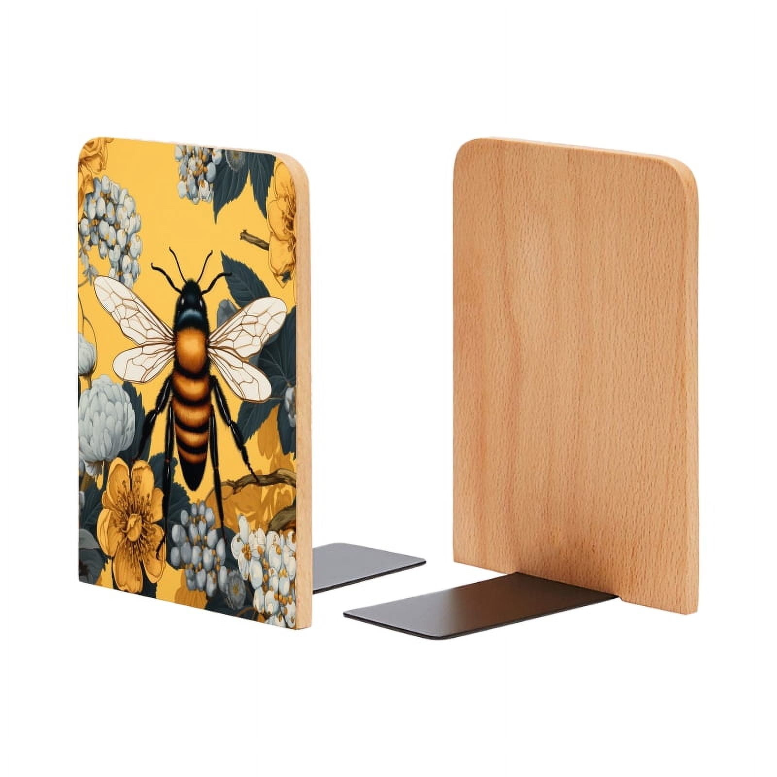 Bookends 1 Pair Non-Skid Bookend Wood Bookends for Shelves Book Stand ...