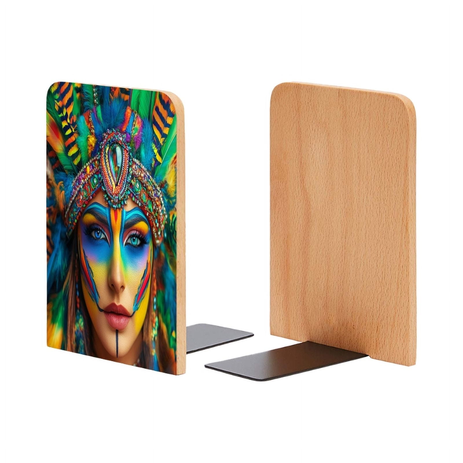 Bookends 1 Pair Non-Skid Bookend Wood Bookends for Shelves Book Stand ...