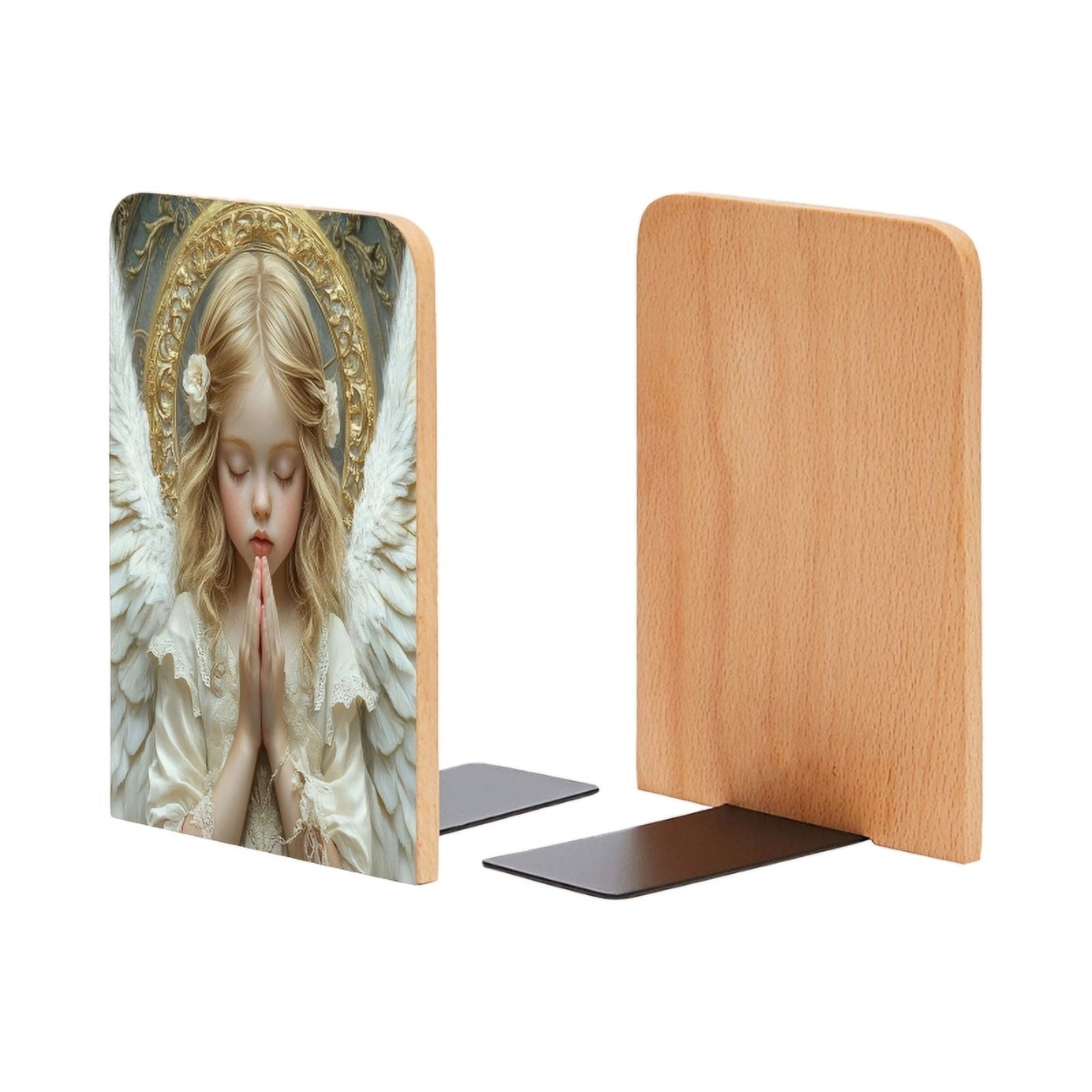 Bookends 1 Pair Non-Skid Bookend Wood Bookends for Shelves Book Stand ...