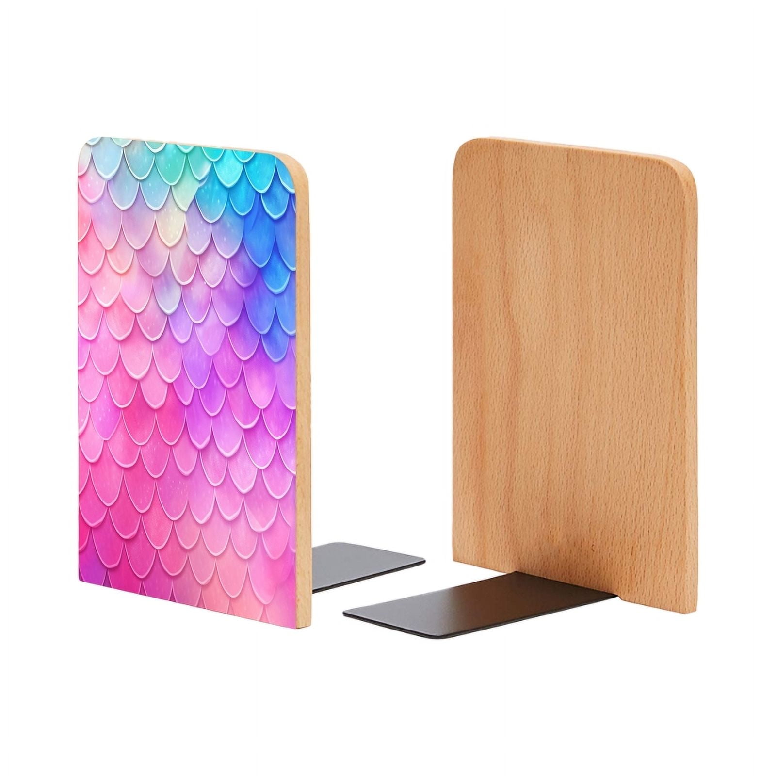 Bookends 1 Pair Non-Skid Bookend Wood Bookends for Shelves Book Stand ...