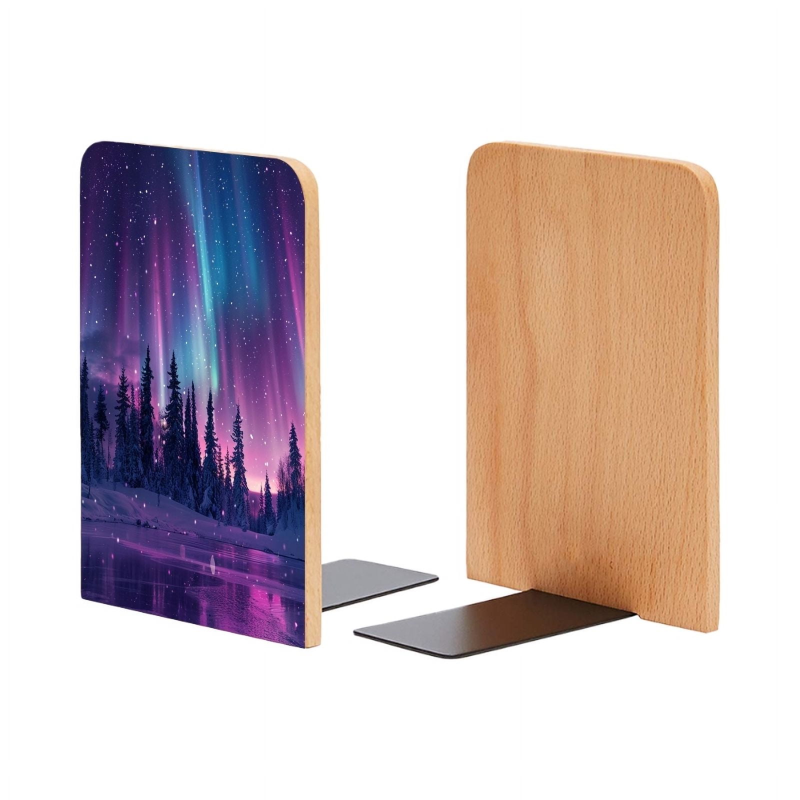 Bookends 1 Pair Non-Skid Bookend Wood Bookends for Shelves Book Stand ...