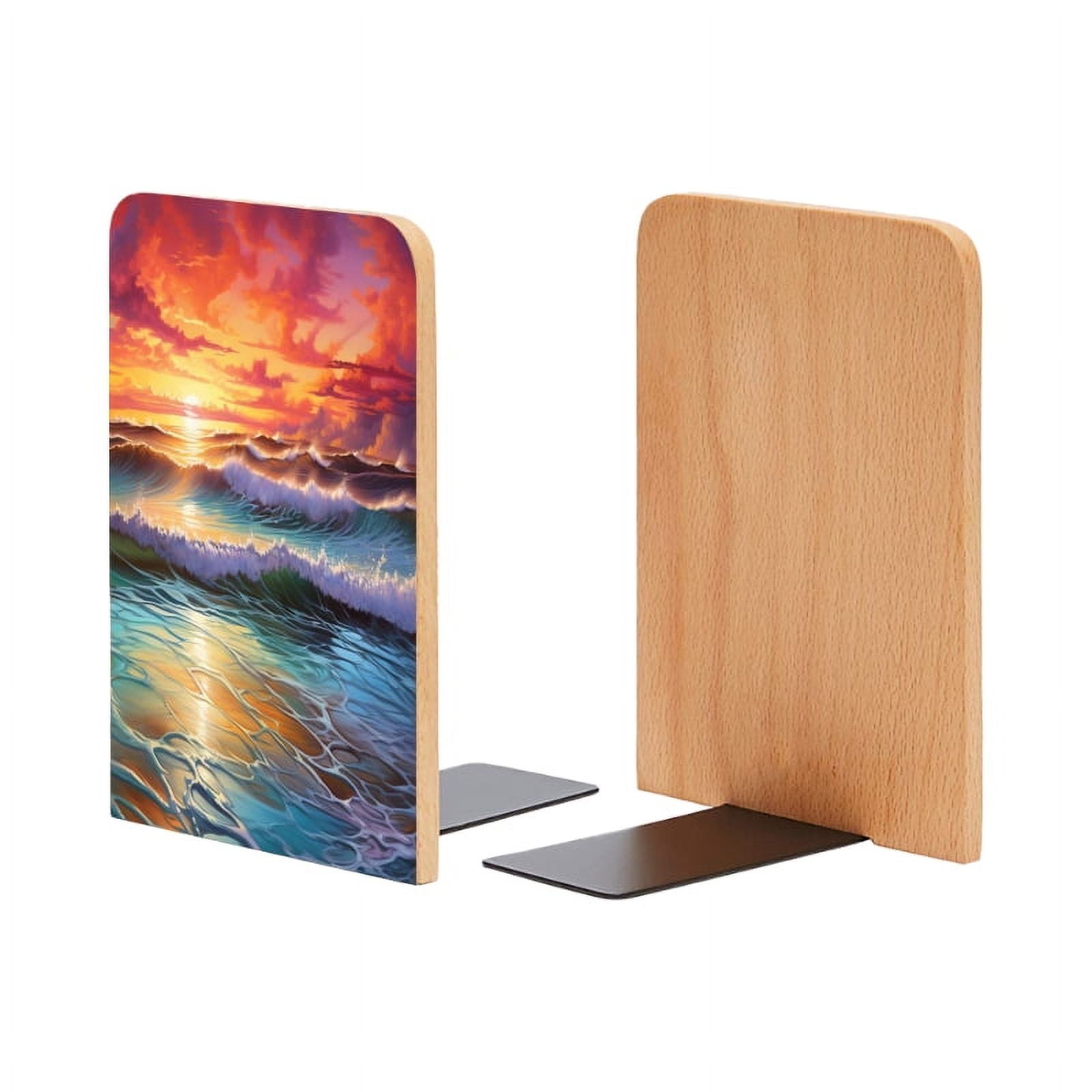 Bookends 1 Pair Non-Skid Bookend Wood Bookends for Shelves Book Stand ...