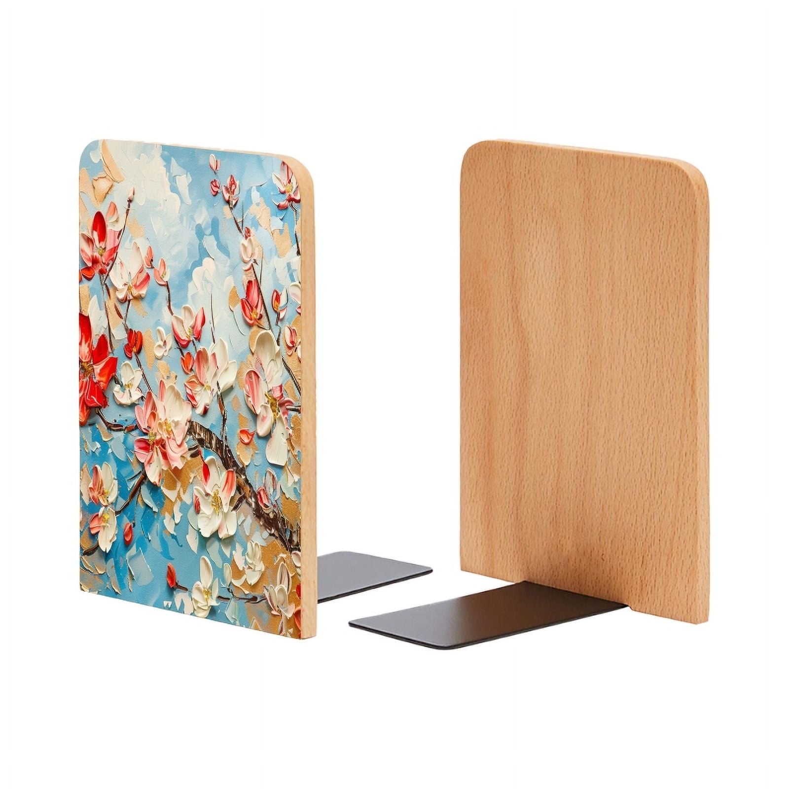 Bookends 1 Pair Non-Skid Bookend Wood Bookends for Shelves Book Stand ...