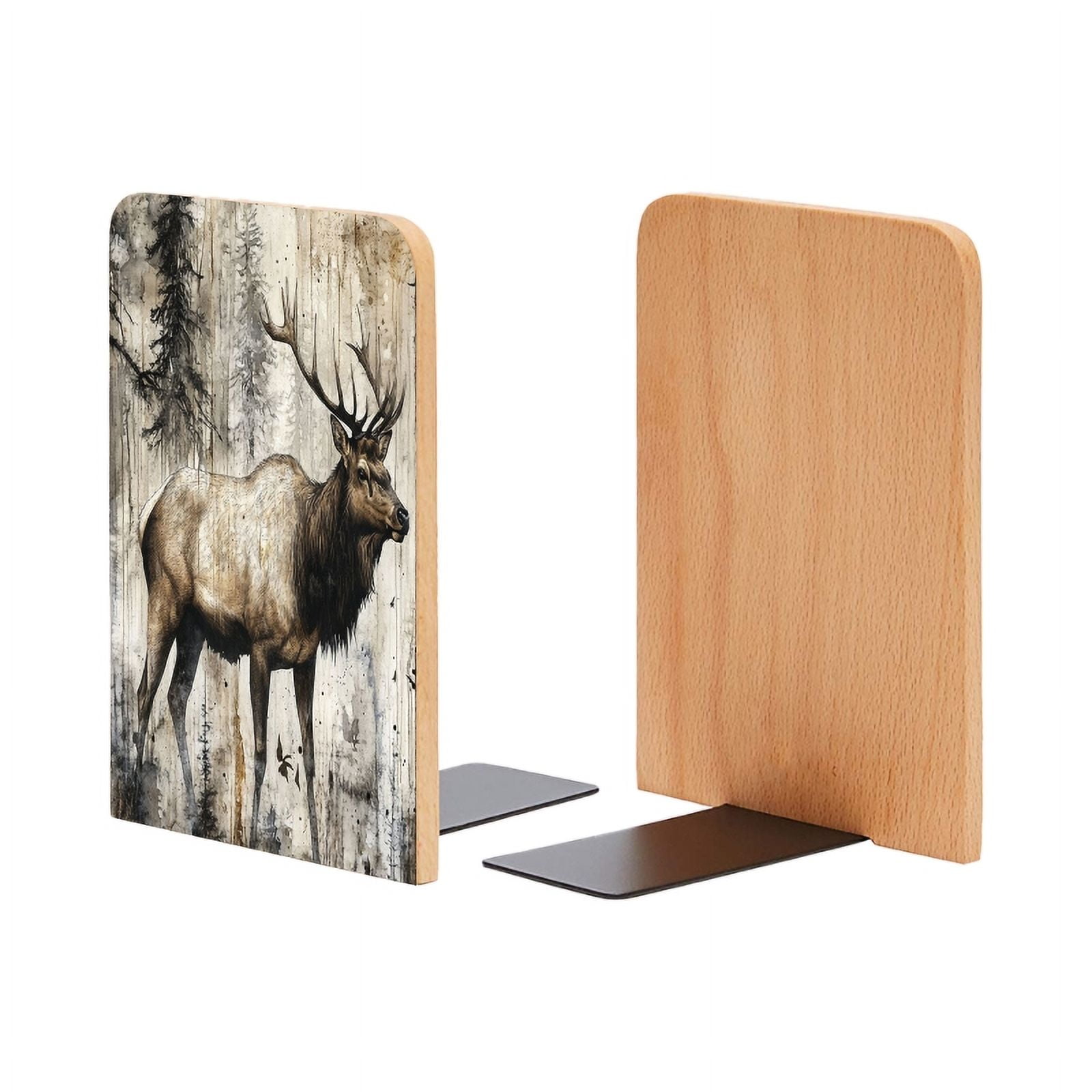 Bookends 1 Pair Non-Skid Bookend Wood Bookends for Shelves Book Stand ...