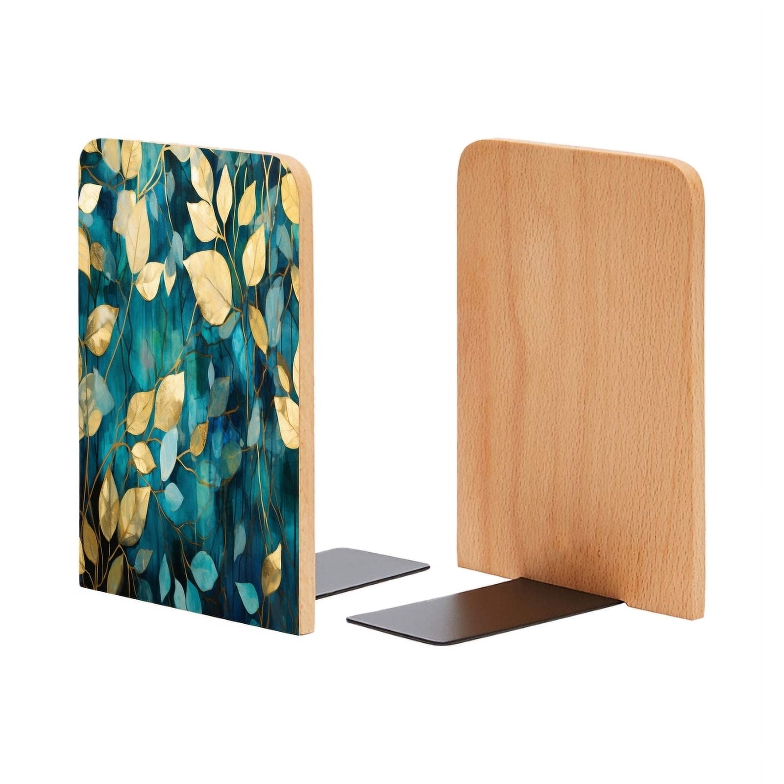 Bookends 1 Pair Non-Skid Bookend Wood Bookends for Shelves Book Stand ...