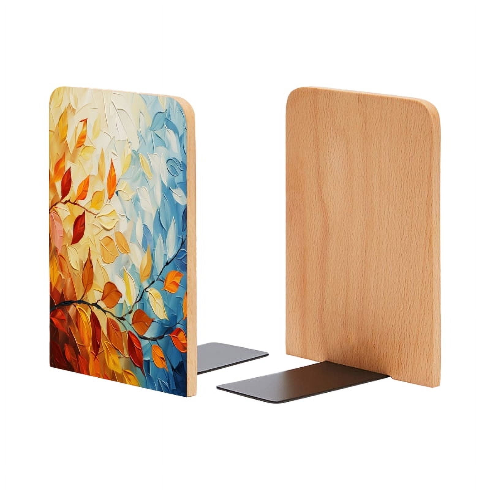 Bookends 1 Pair Non-Skid Bookend Wood Bookends for Shelves Book Stand ...