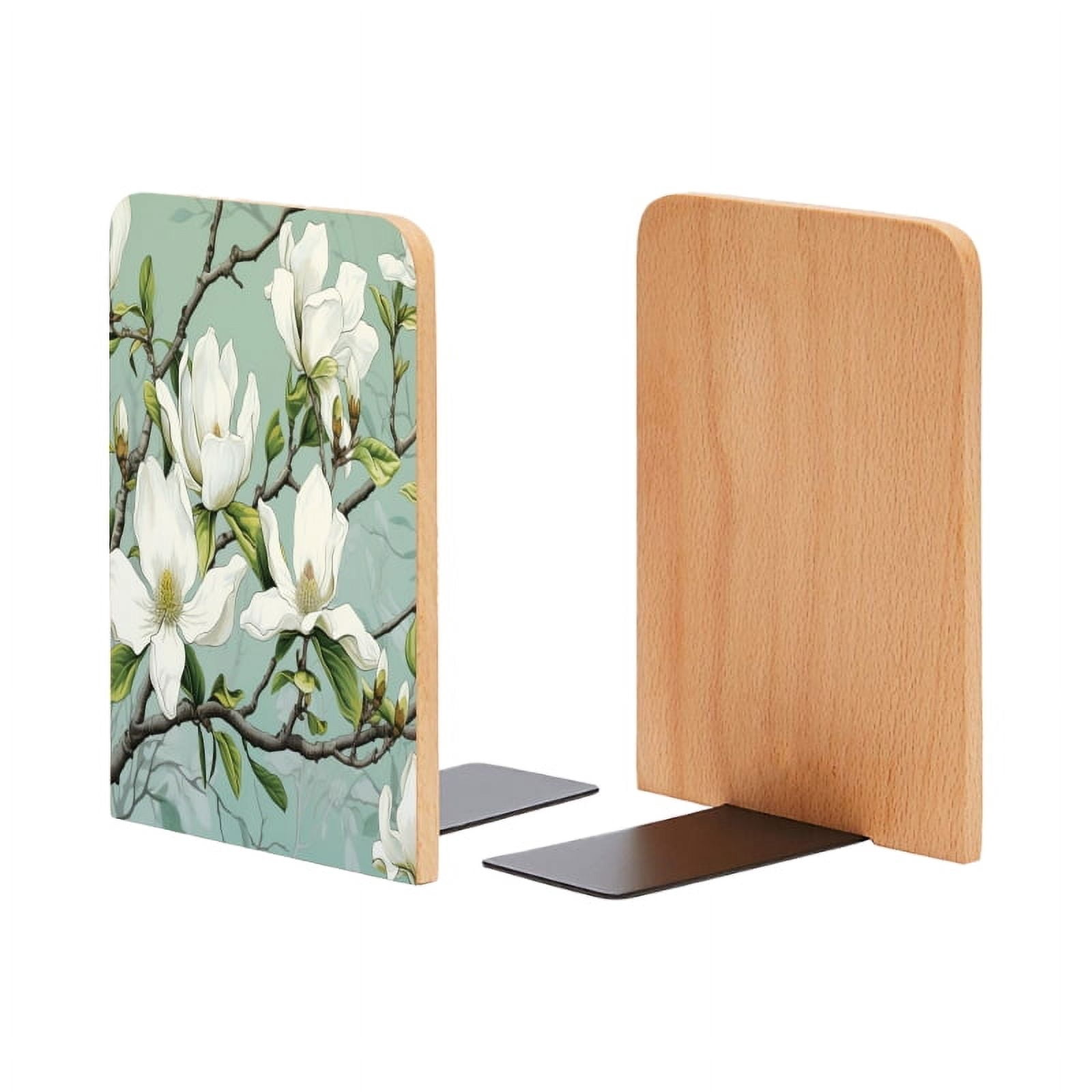 Bookends 1 Pair Non-Skid Bookend Wood Bookends for Shelves Book Stand ...
