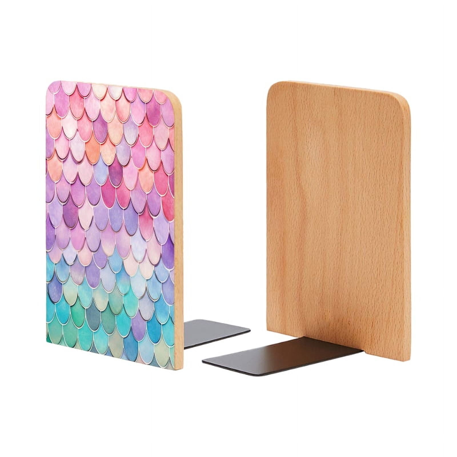 Bookends 1 Pair Non-Skid Bookend Wood Bookends for Shelves Book Stand ...