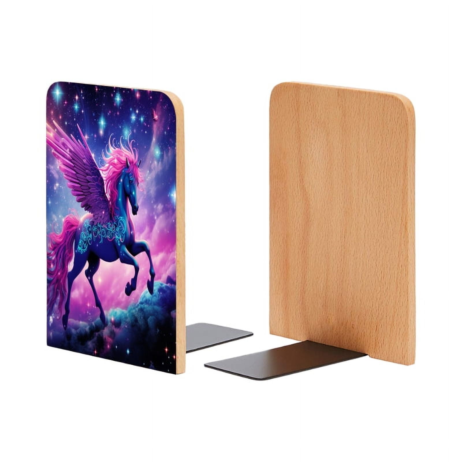 Bookends 1 Pair Non-Skid Bookend Wood Bookends for Shelves Book Stand ...