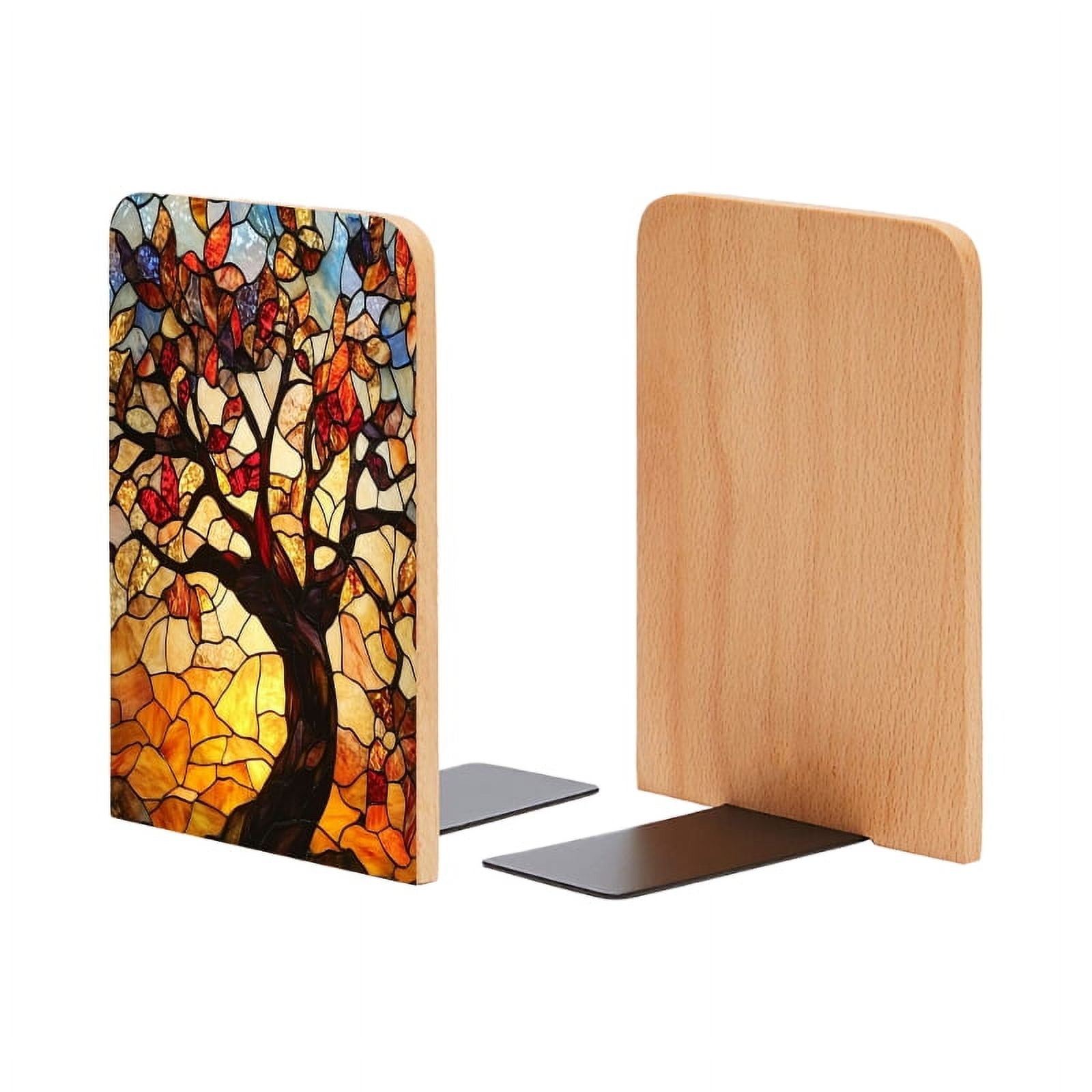 Bookends 1 Pair Non-Skid Bookend Wood Bookends for Shelves Book Stand ...