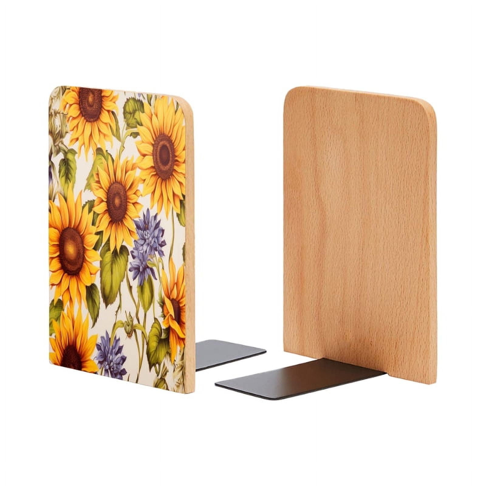 Bookends 1 Pair Non-Skid Bookend Wood Bookends for Shelves Book Stand ...