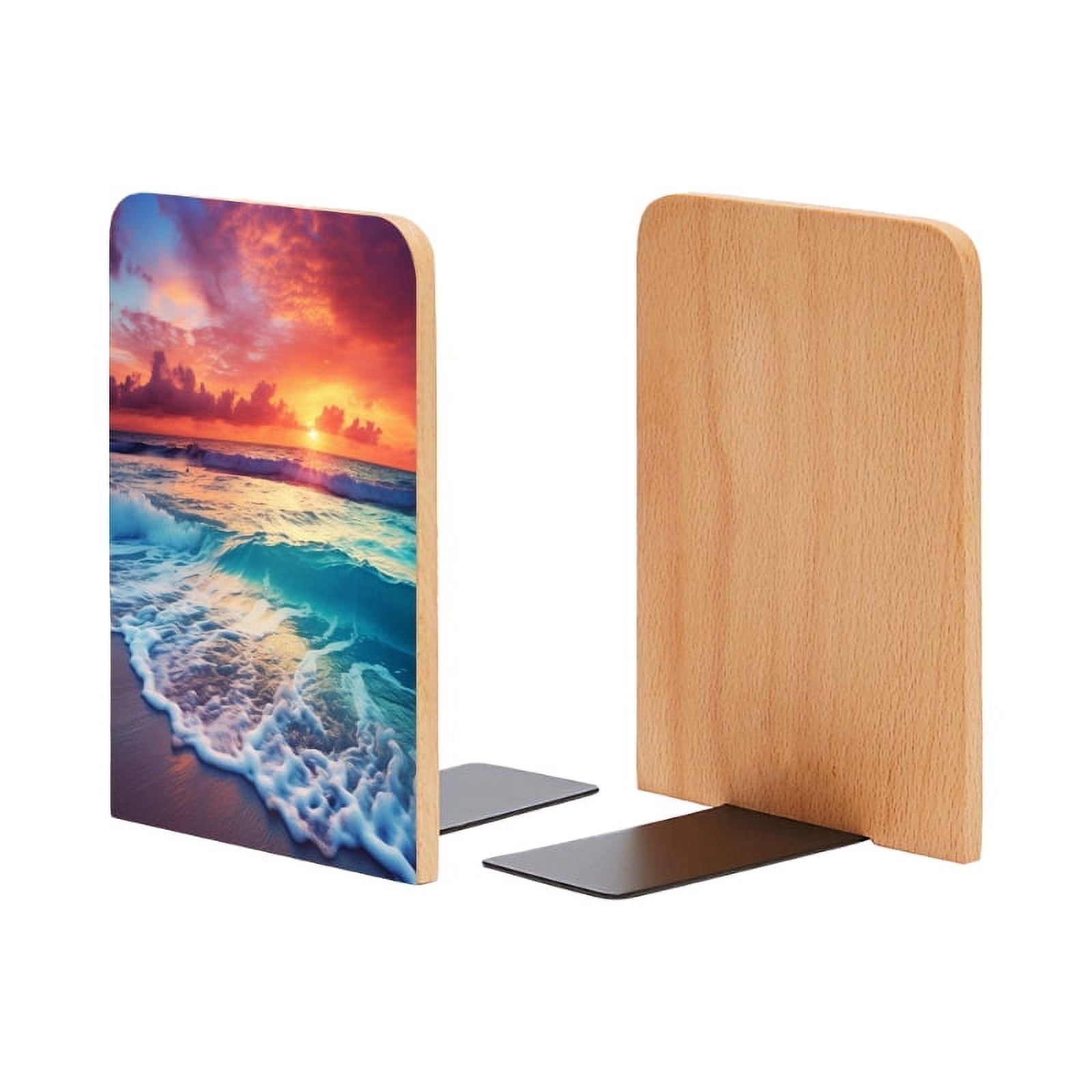 Bookends 1 Pair Non-Skid Bookend Wood Bookends for Shelves Book Stand ...