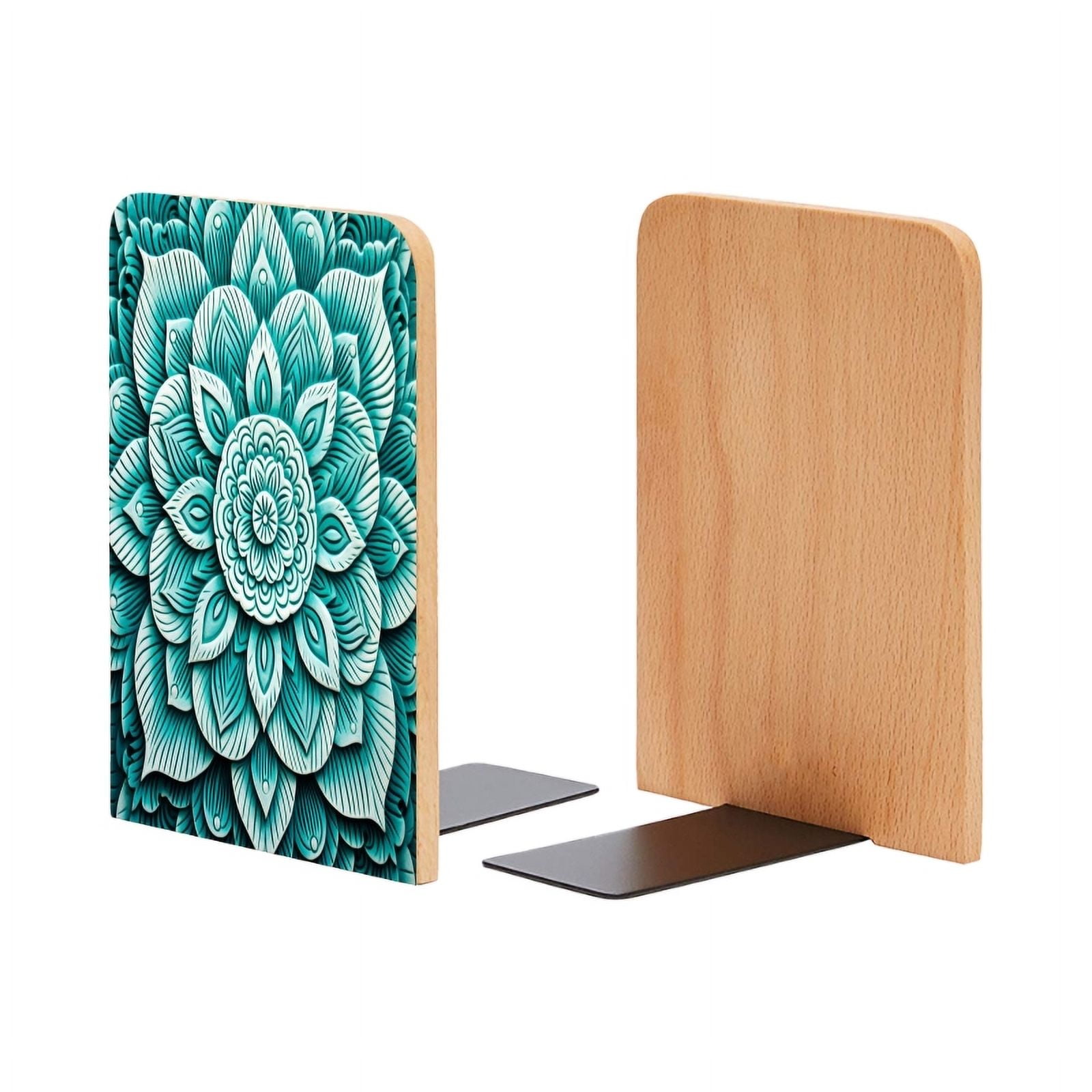 Bookends 1 Pair Non-Skid Bookend Wood Bookends for Shelves Book Stand ...
