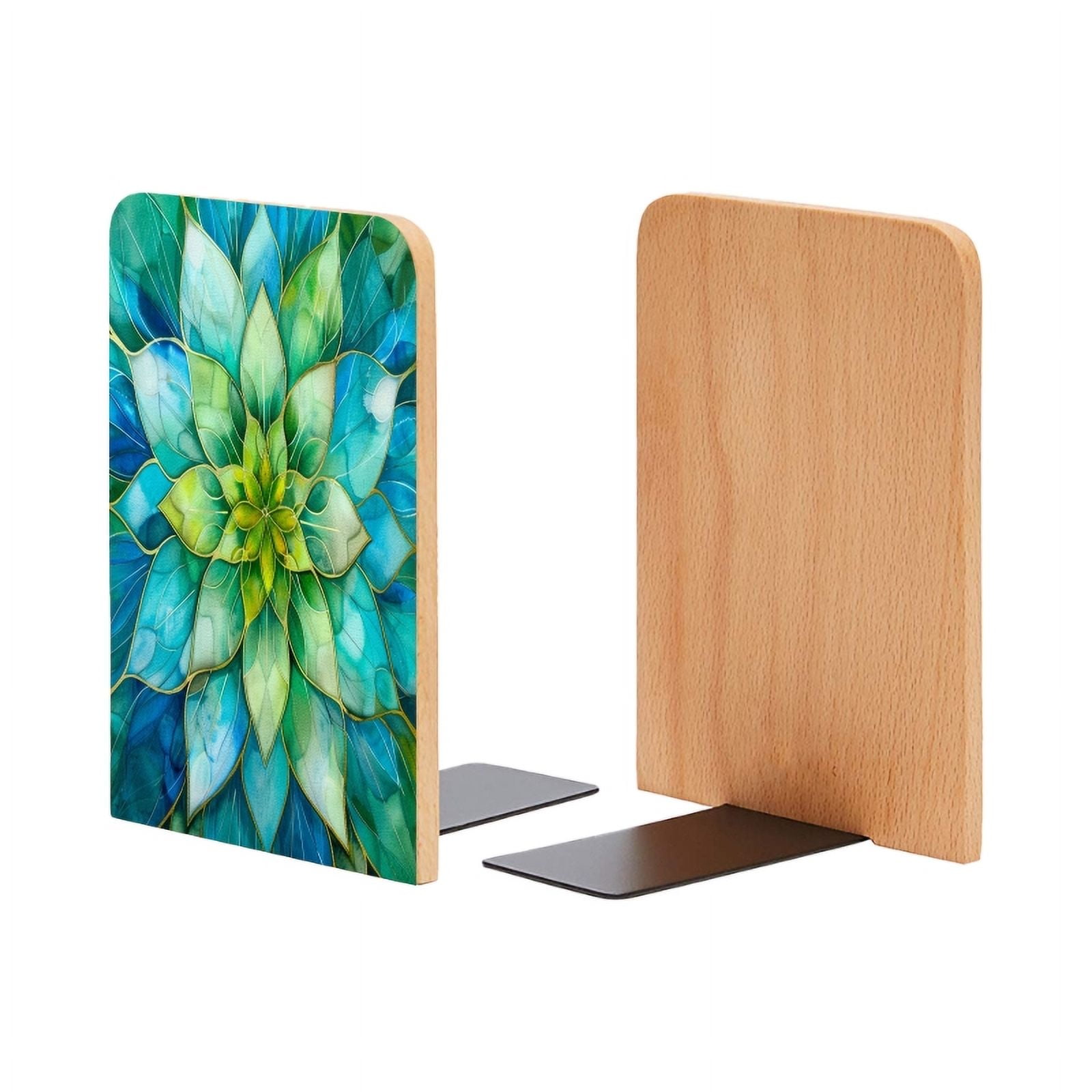 Bookends 1 Pair Non-Skid Bookend Wood Bookends for Shelves Book Stand ...