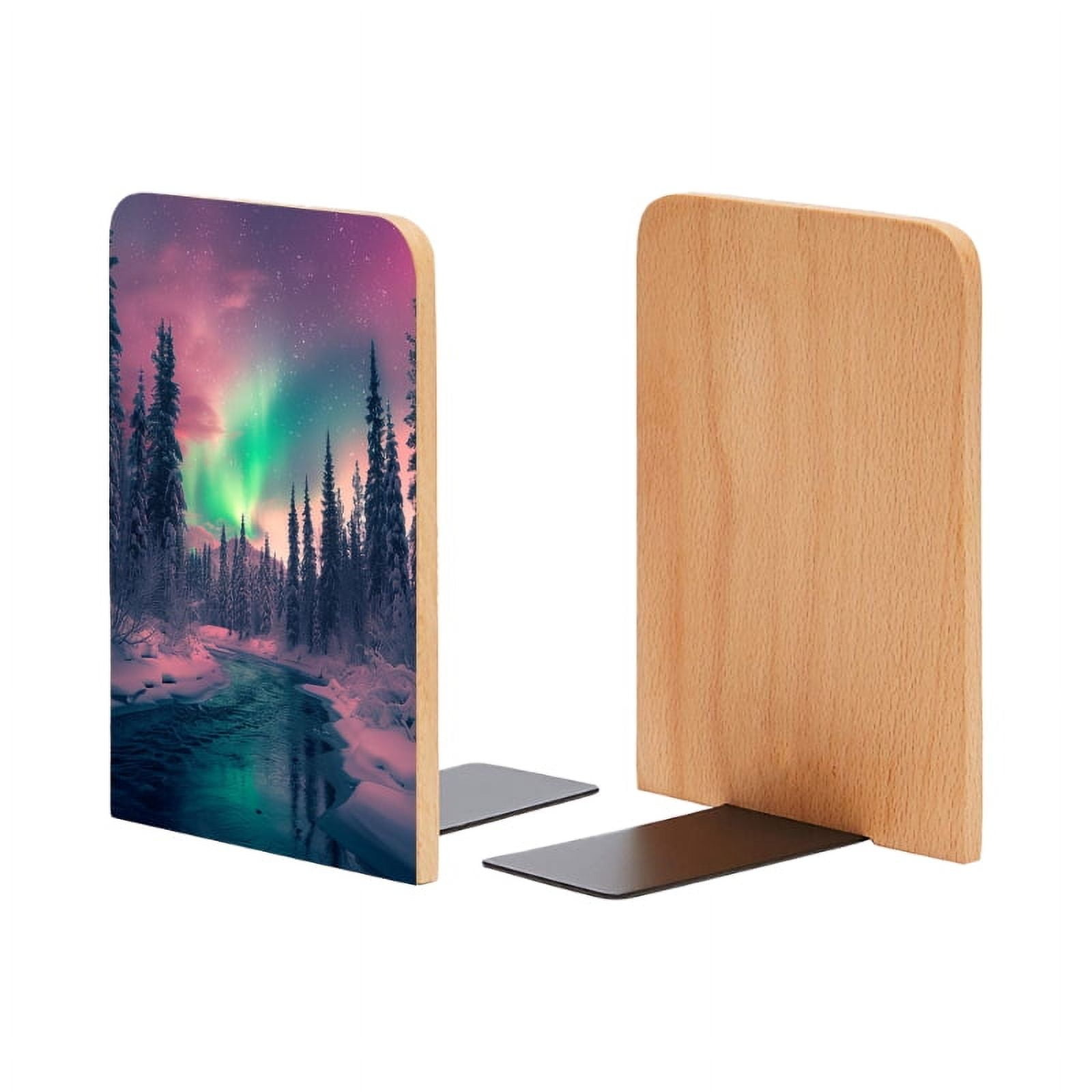 Bookends 1 Pair Non-Skid Bookend Wood Bookends for Shelves Book Stand ...