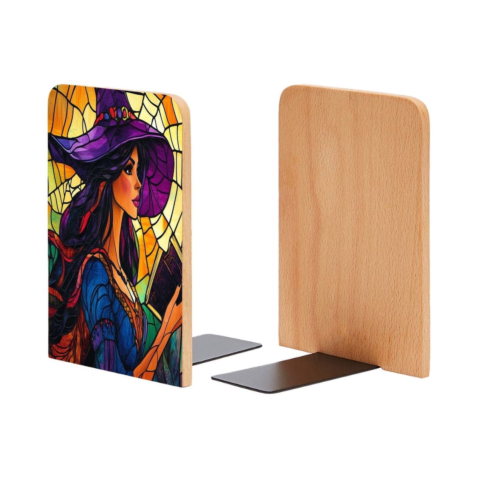 Bookends 1 Pair Non-Skid Bookend Wood Bookends for Shelves Book Stand ...