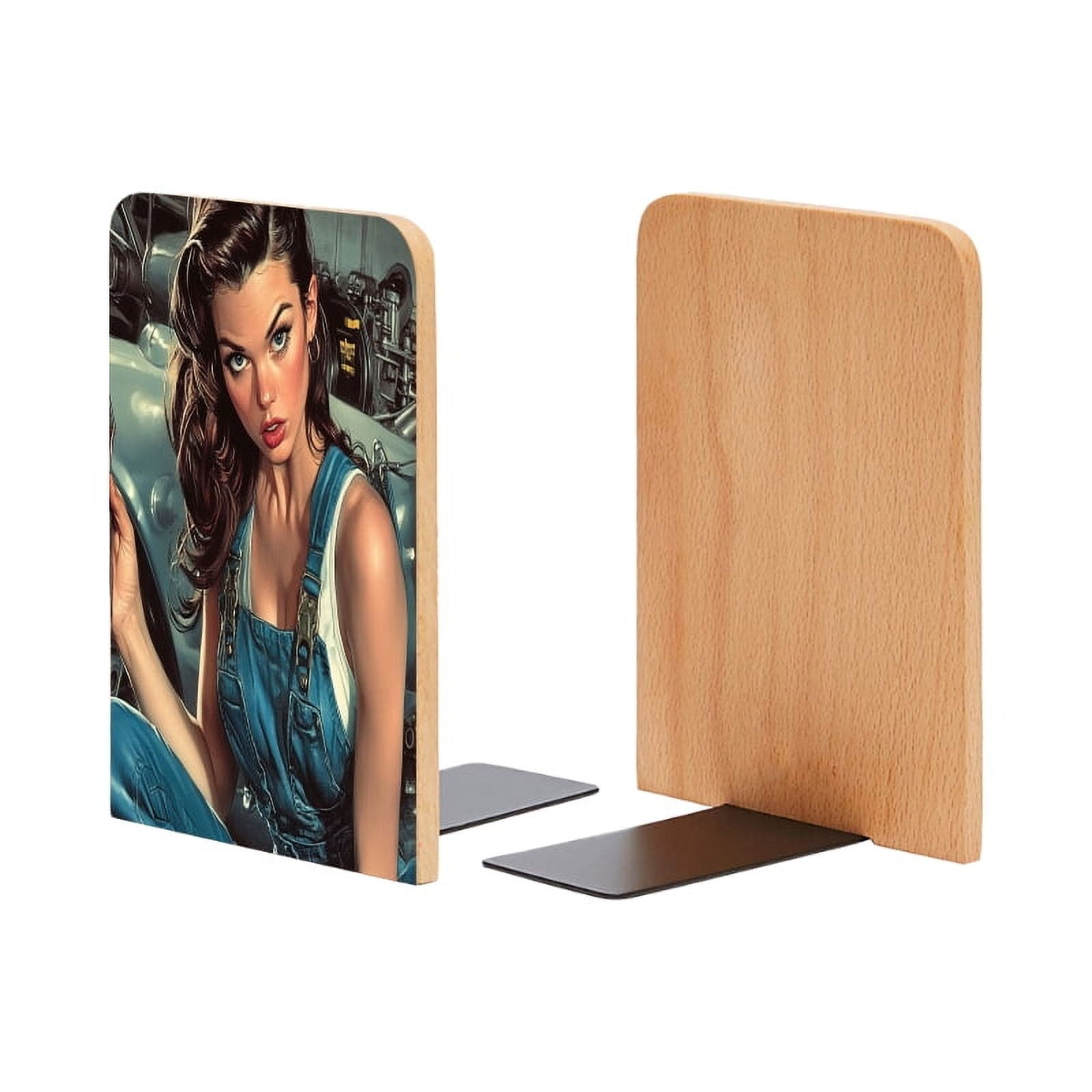 Bookends 1 Pair Non-Skid Bookend Wood Bookends for Shelves Book Stand ...