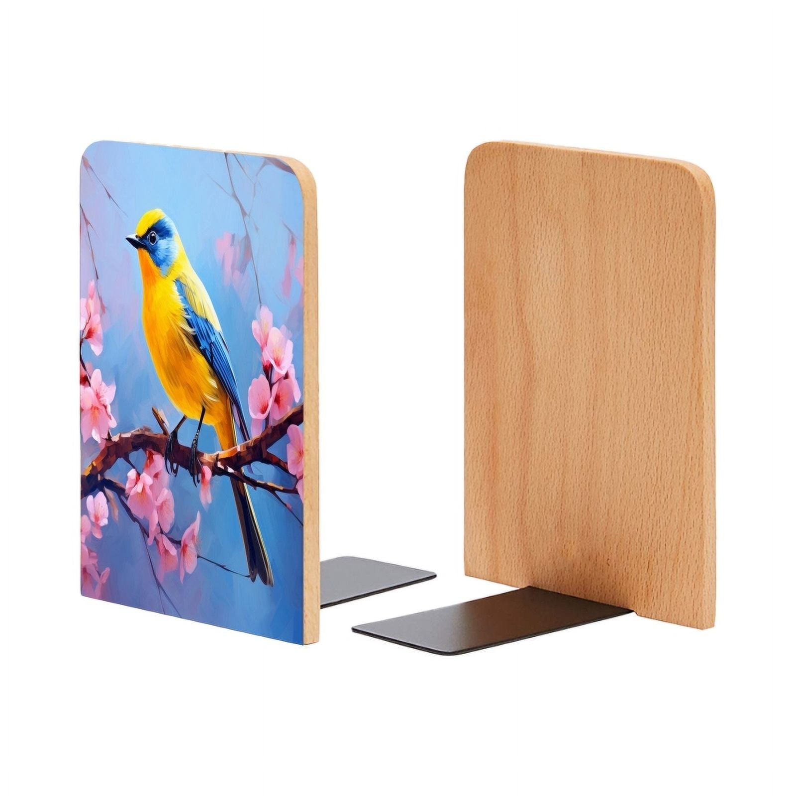 Bookends 1 Pair Non-Skid Bookend Wood Bookends for Shelves Book Stand ...