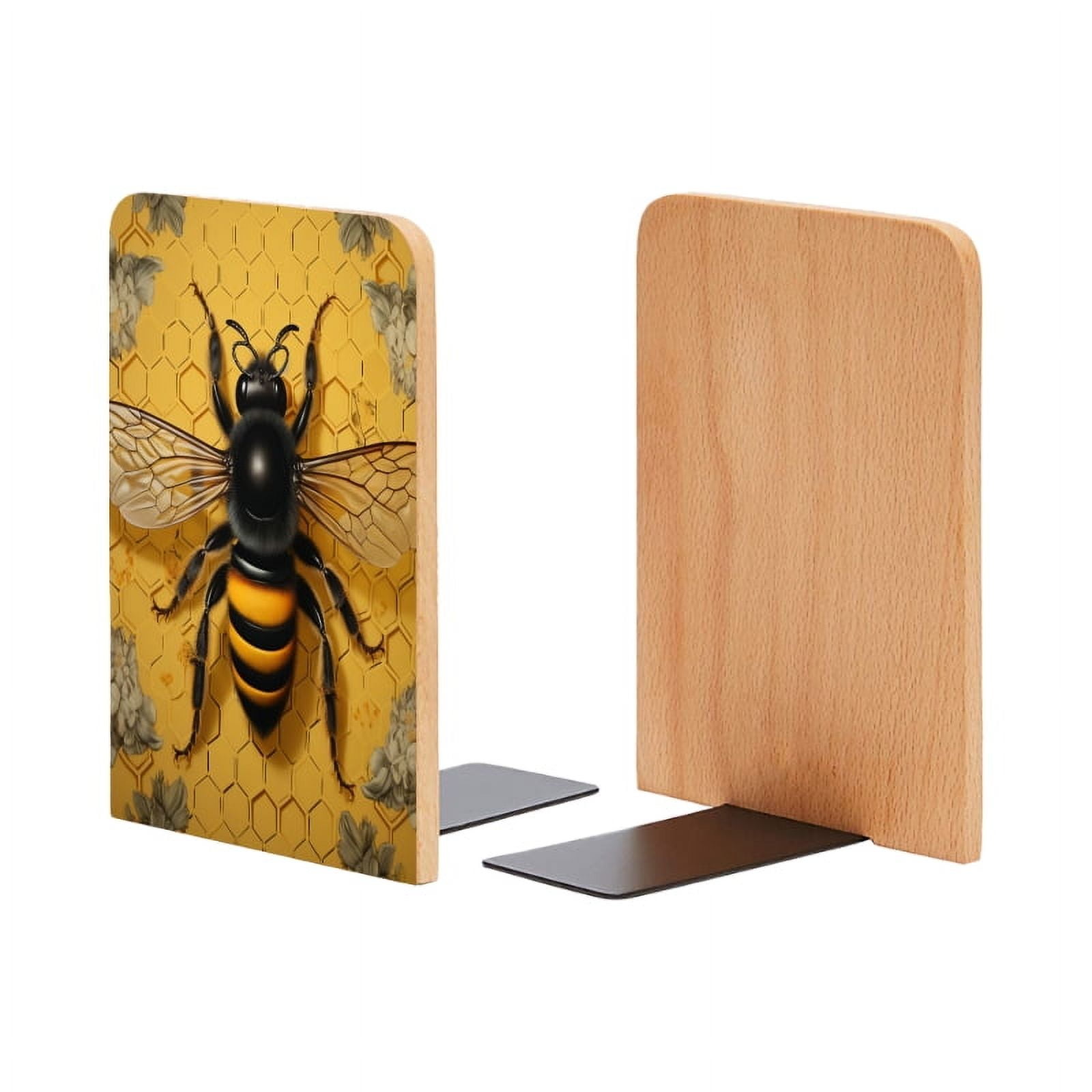 Bookends 1 Pair Non-Skid Bookend Wood Bookends for Shelves Book Stand ...