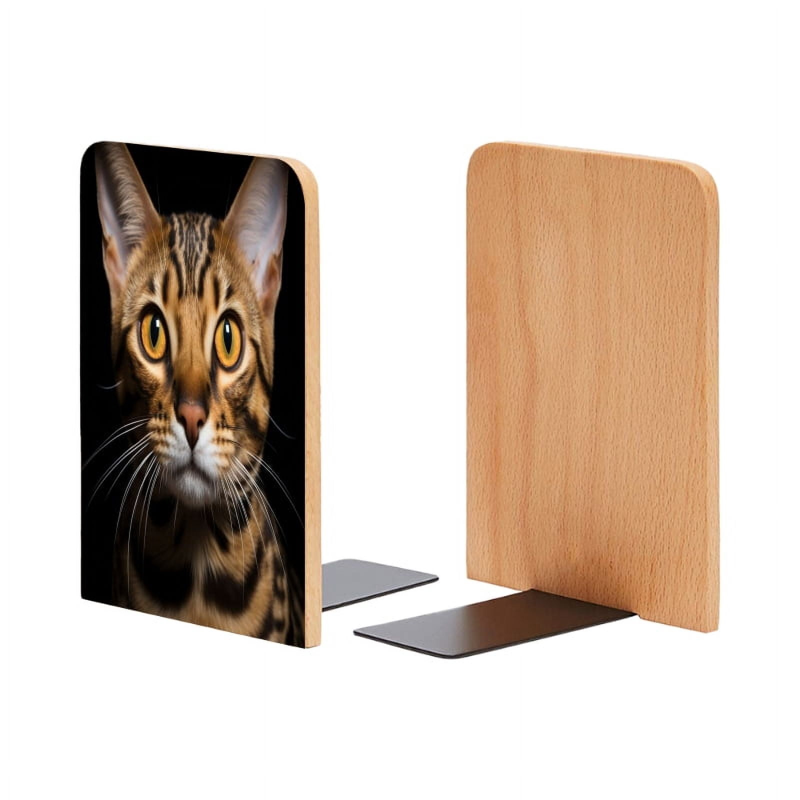 Bookends 1 Pair Non-Skid Bookend Wood Bookends for Shelves Book Stand ...