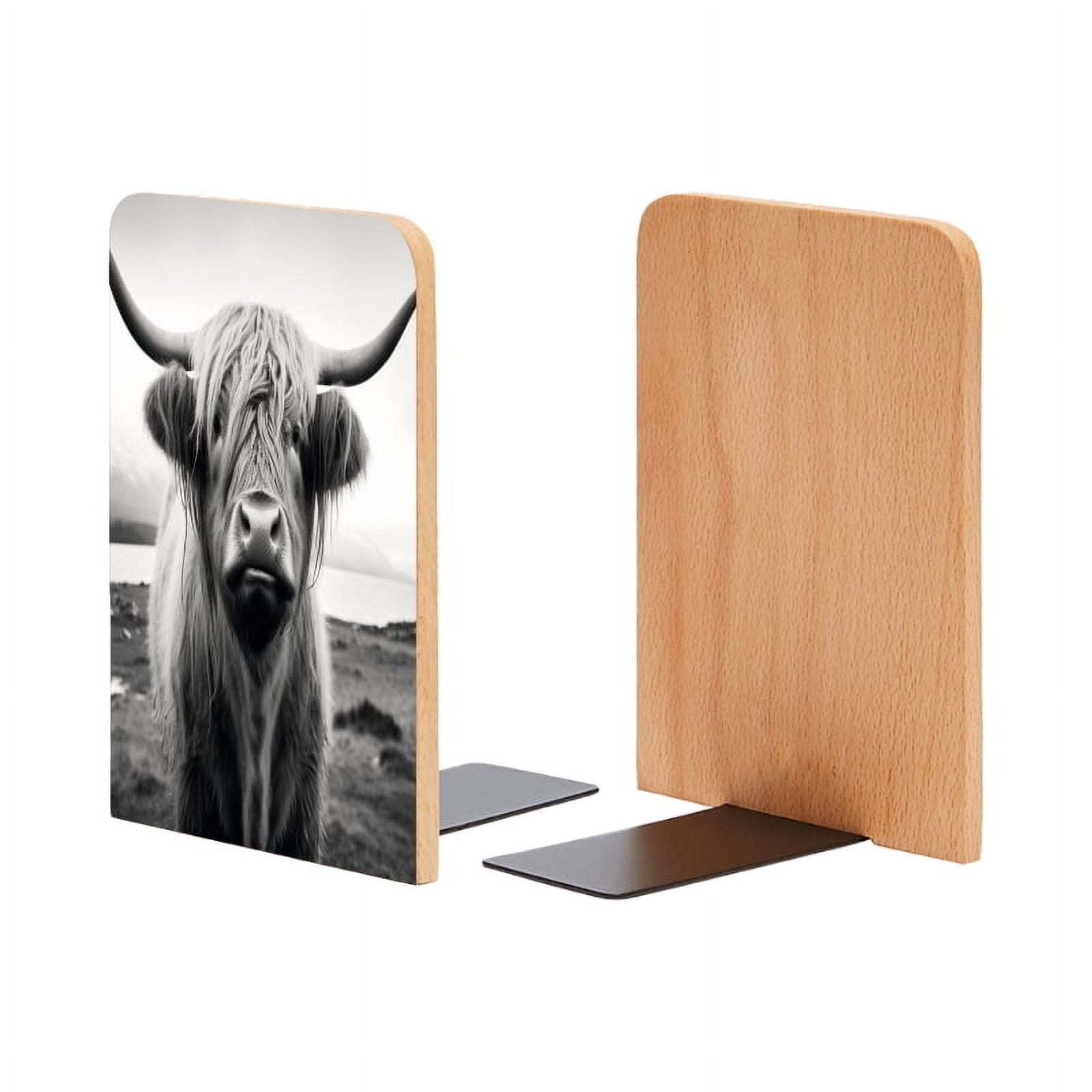 Bookends 1 Pair Non-Skid Bookend Wood Bookends for Shelves Book Stand ...