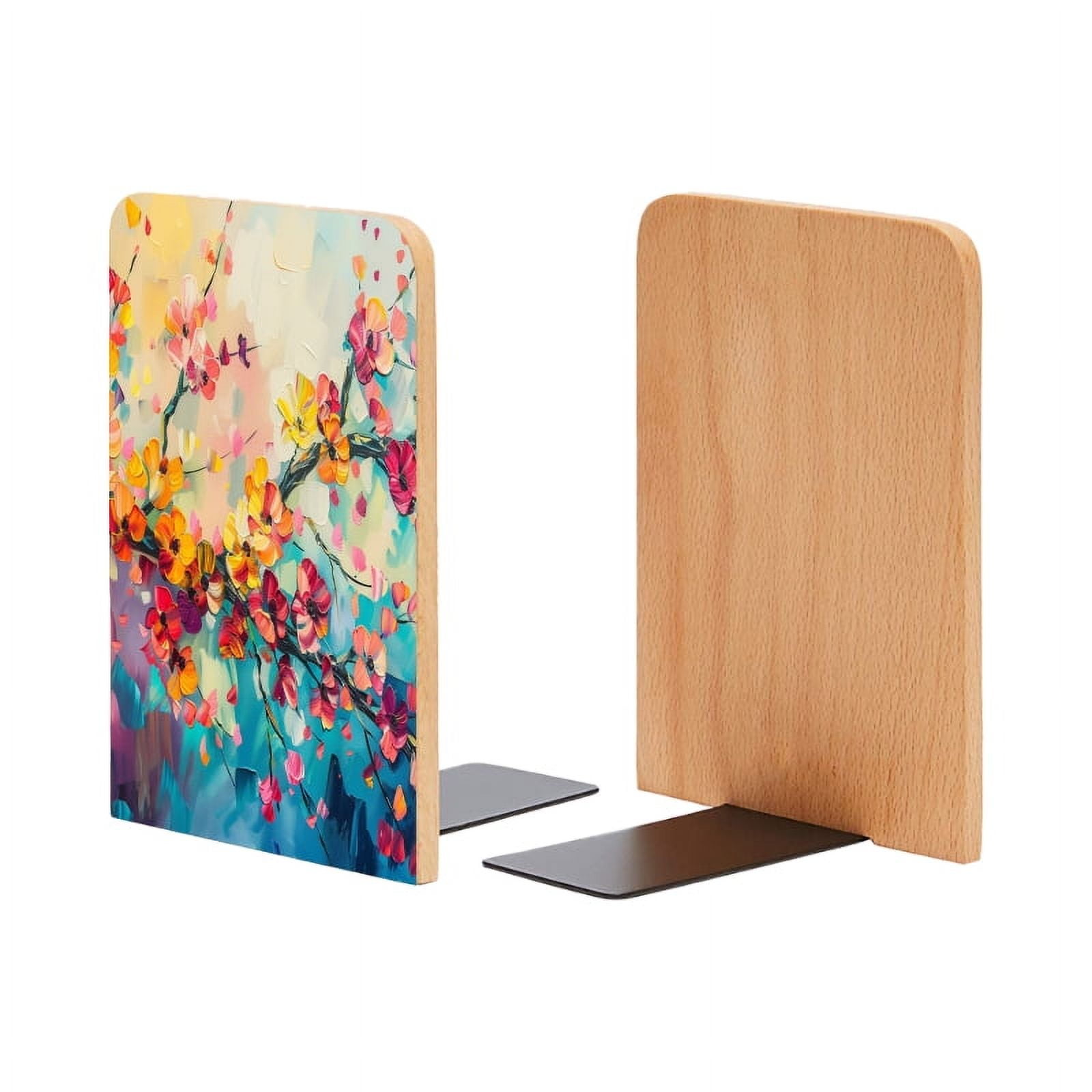 Bookends 1 Pair Non-Skid Bookend Wood Bookends for Shelves Book Stand ...