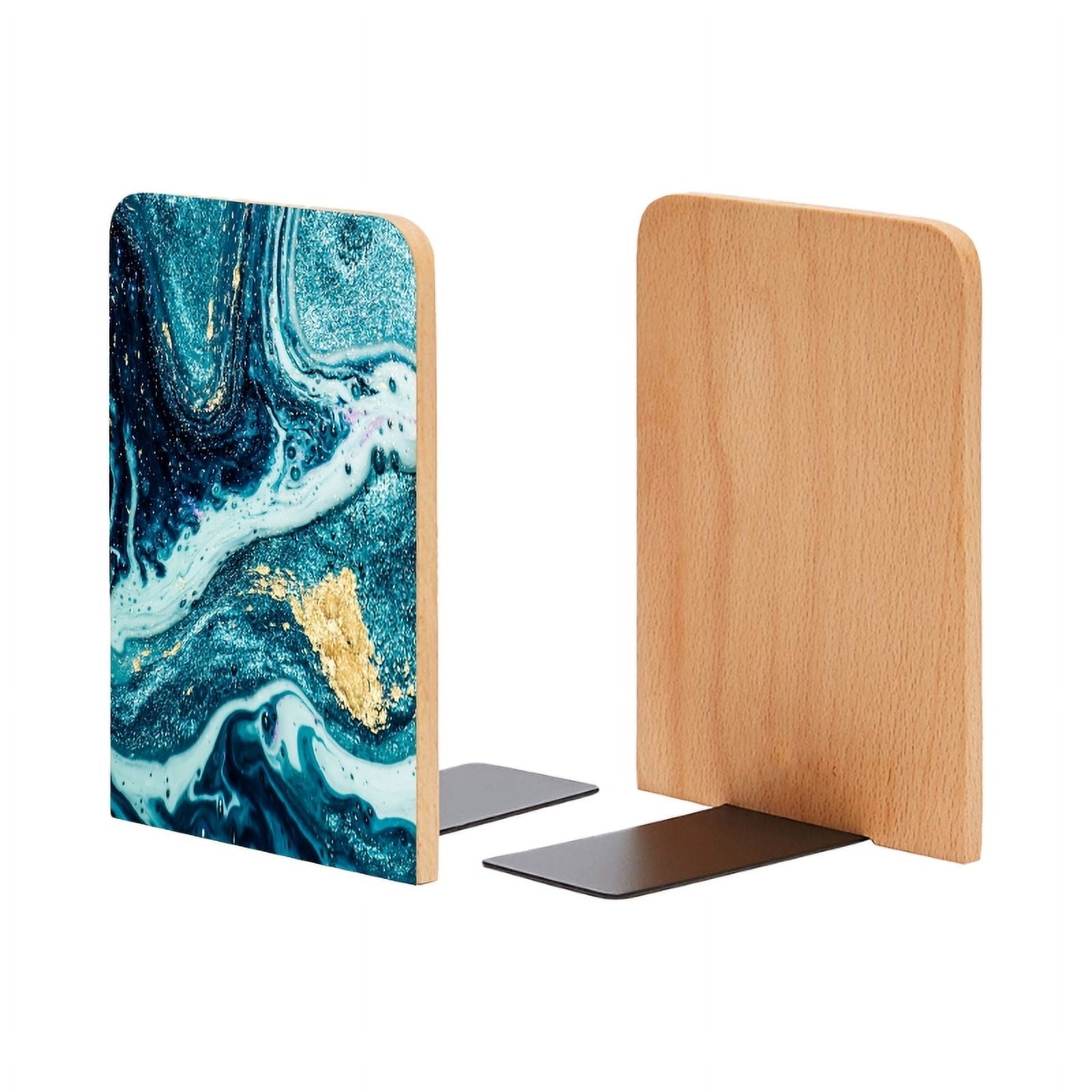 Bookends 1 Pair Non-Skid Bookend Wood Bookends for Shelves Book Stand ...