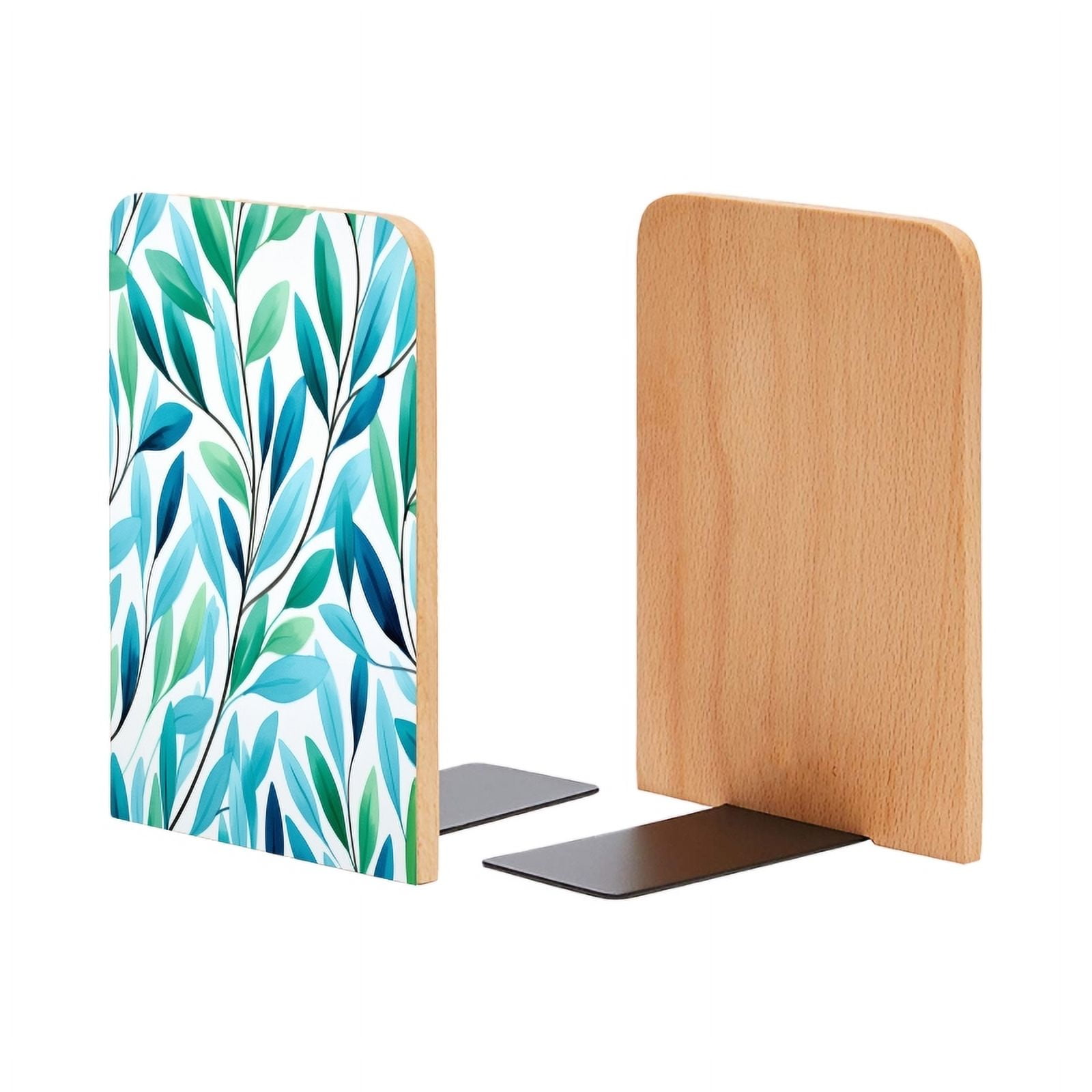 Bookends 1 Pair Non-Skid Bookend Wood Bookends for Shelves Book Stand ...
