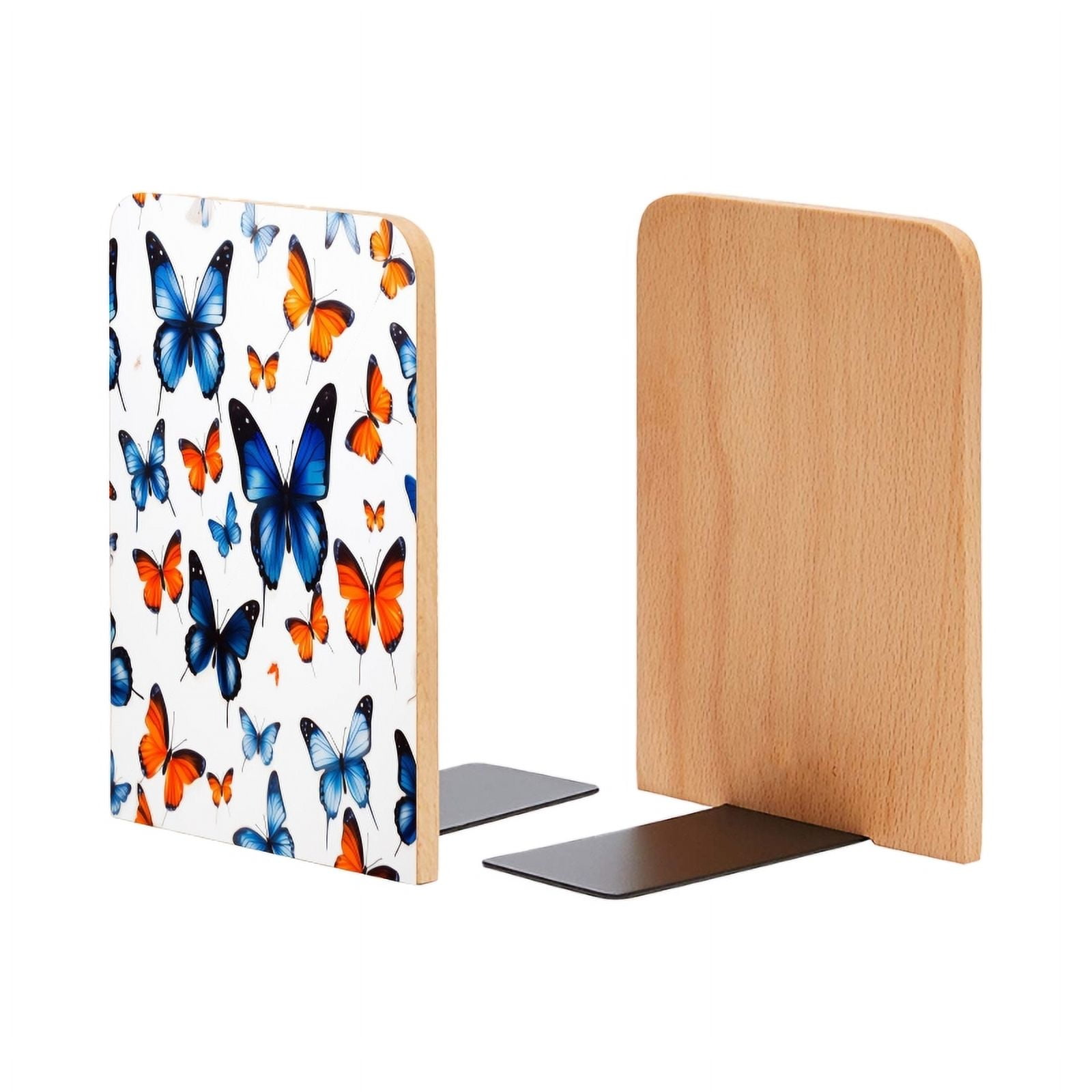 Bookends 1 Pair Non-Skid Bookend Wood Bookends for Shelves Book Stand ...