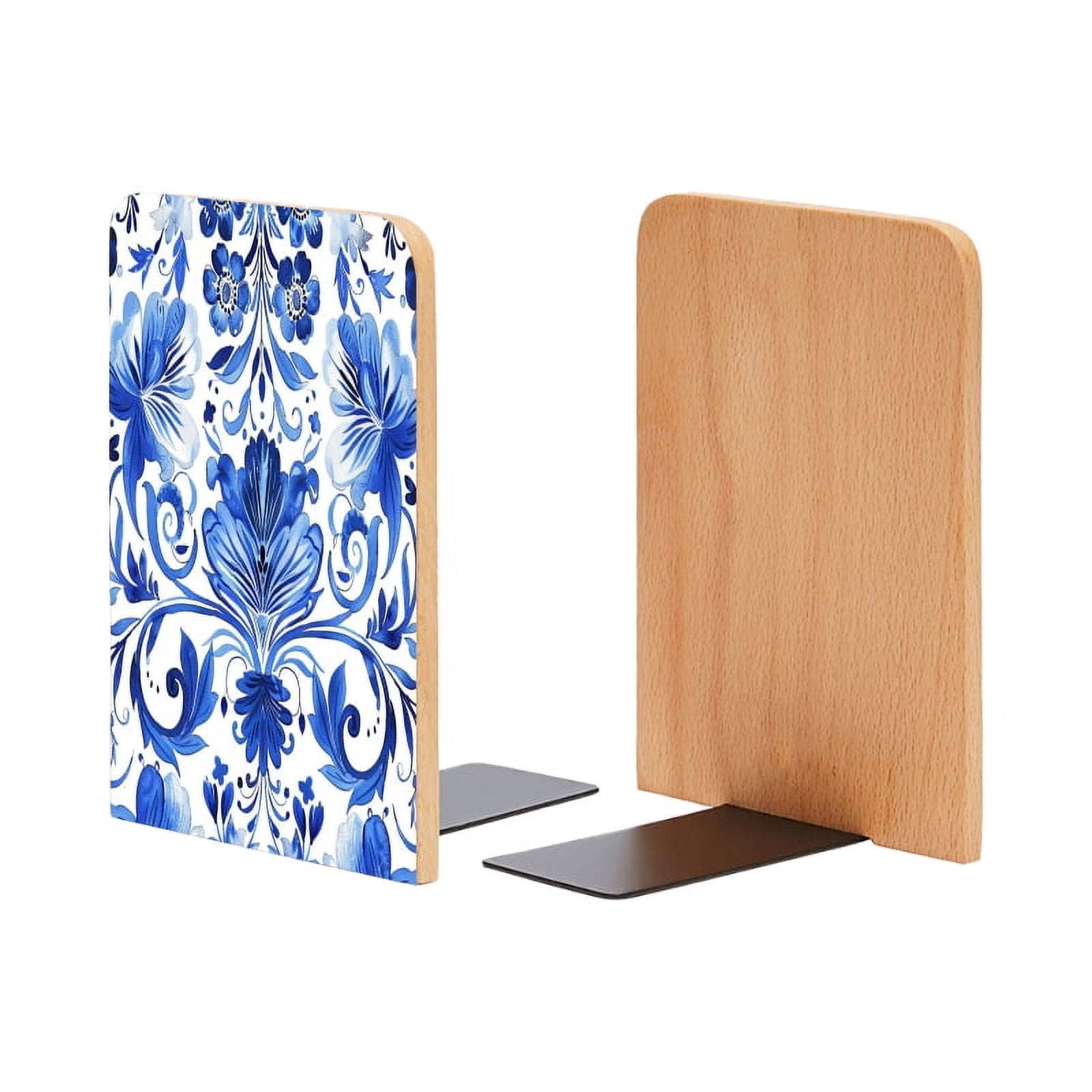 Bookends 1 Pair Non-Skid Bookend Wood Bookends for Shelves Book Stand ...