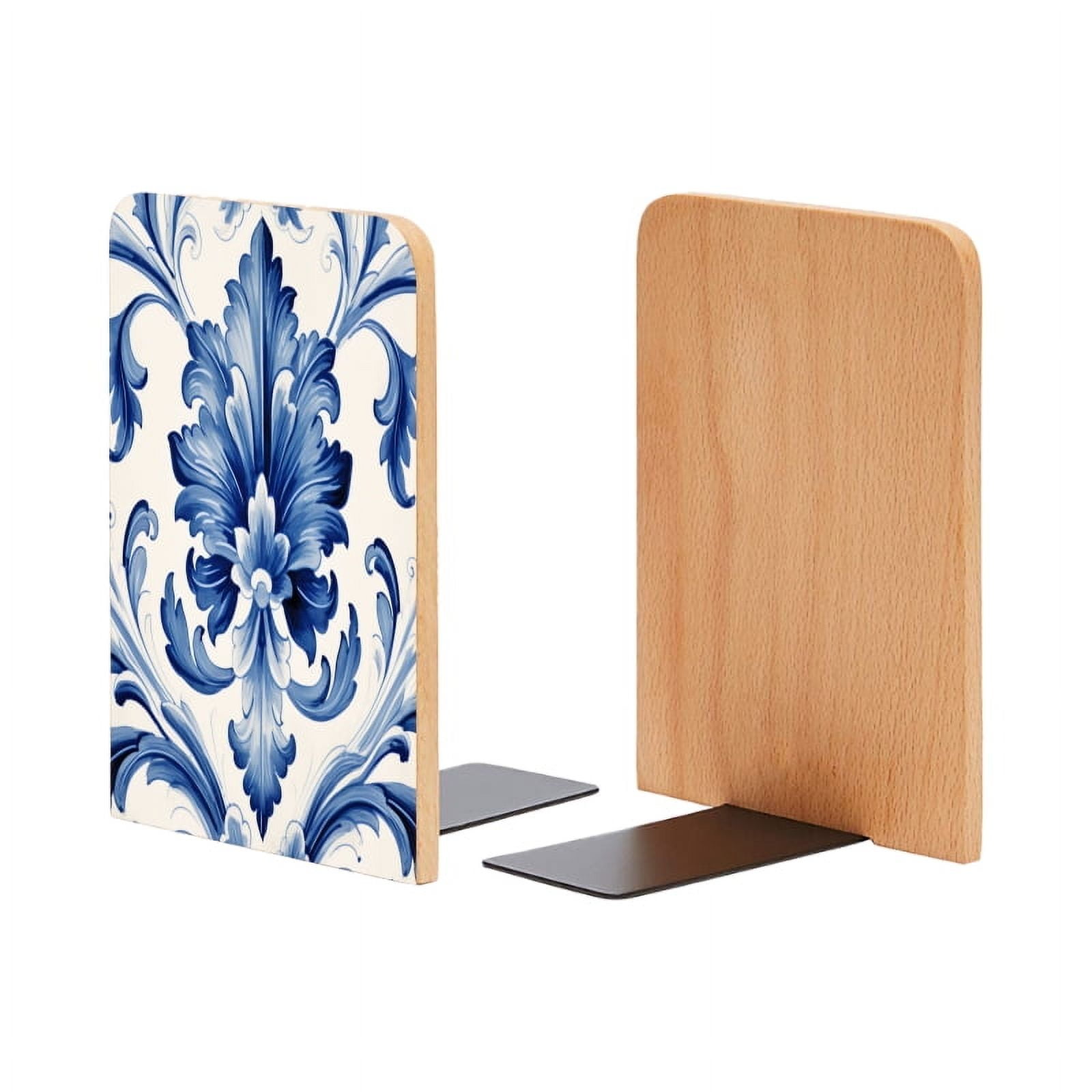 Bookends 1 Pair Non-Skid Bookend Wood Bookends for Shelves Book Stand ...