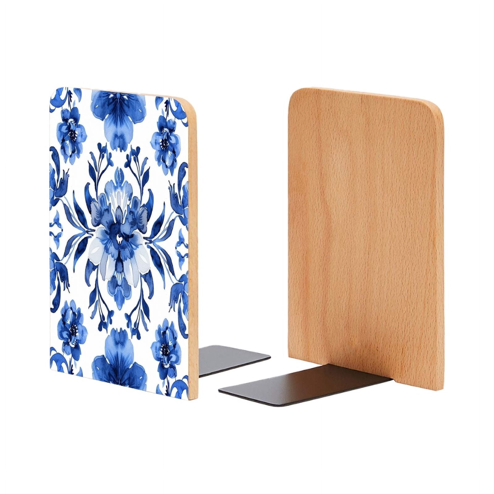 Bookends 1 Pair Non-Skid Bookend Wood Bookends for Shelves Book Stand ...