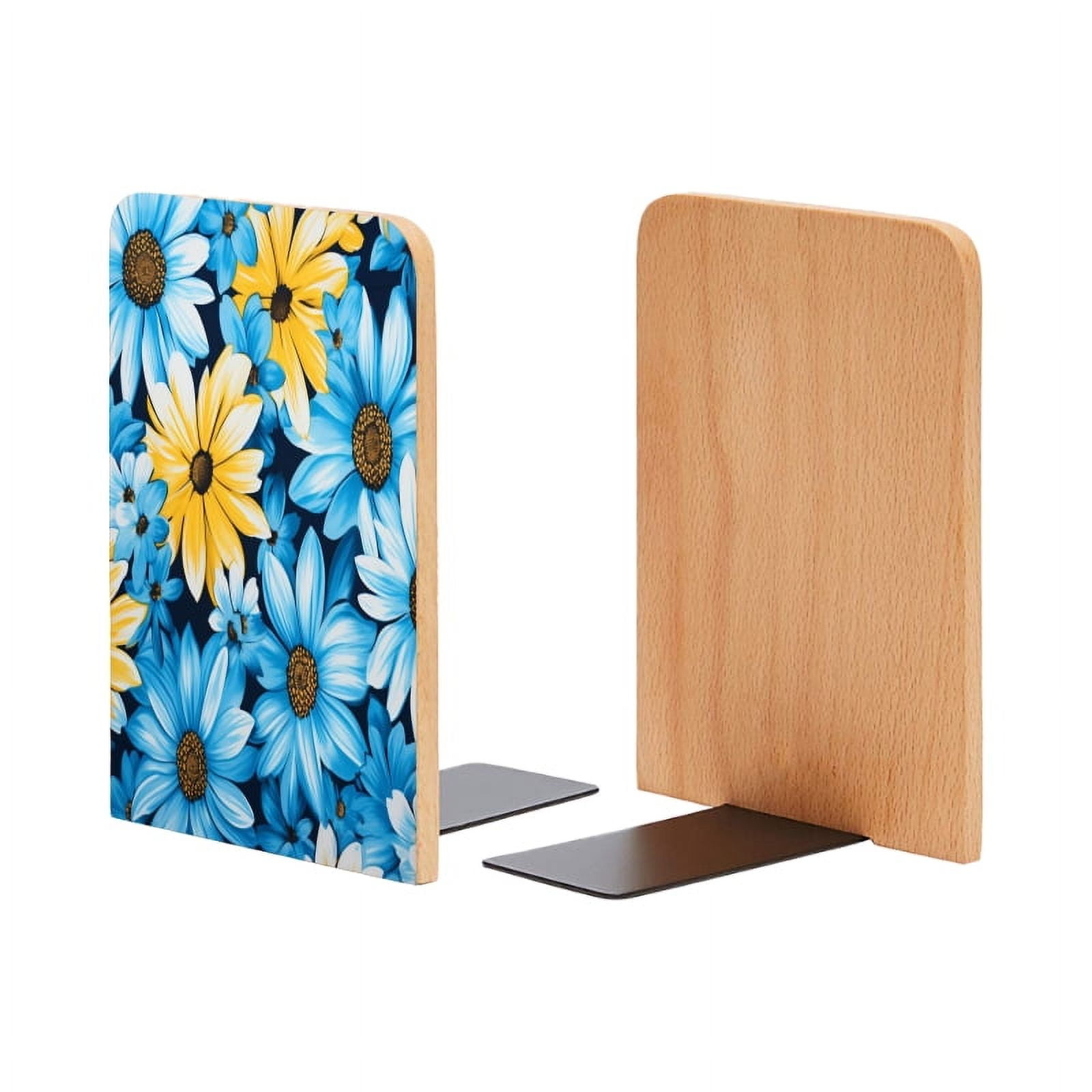 Bookends 1 Pair Non-Skid Bookend Wood Bookends for Shelves Book Stand ...