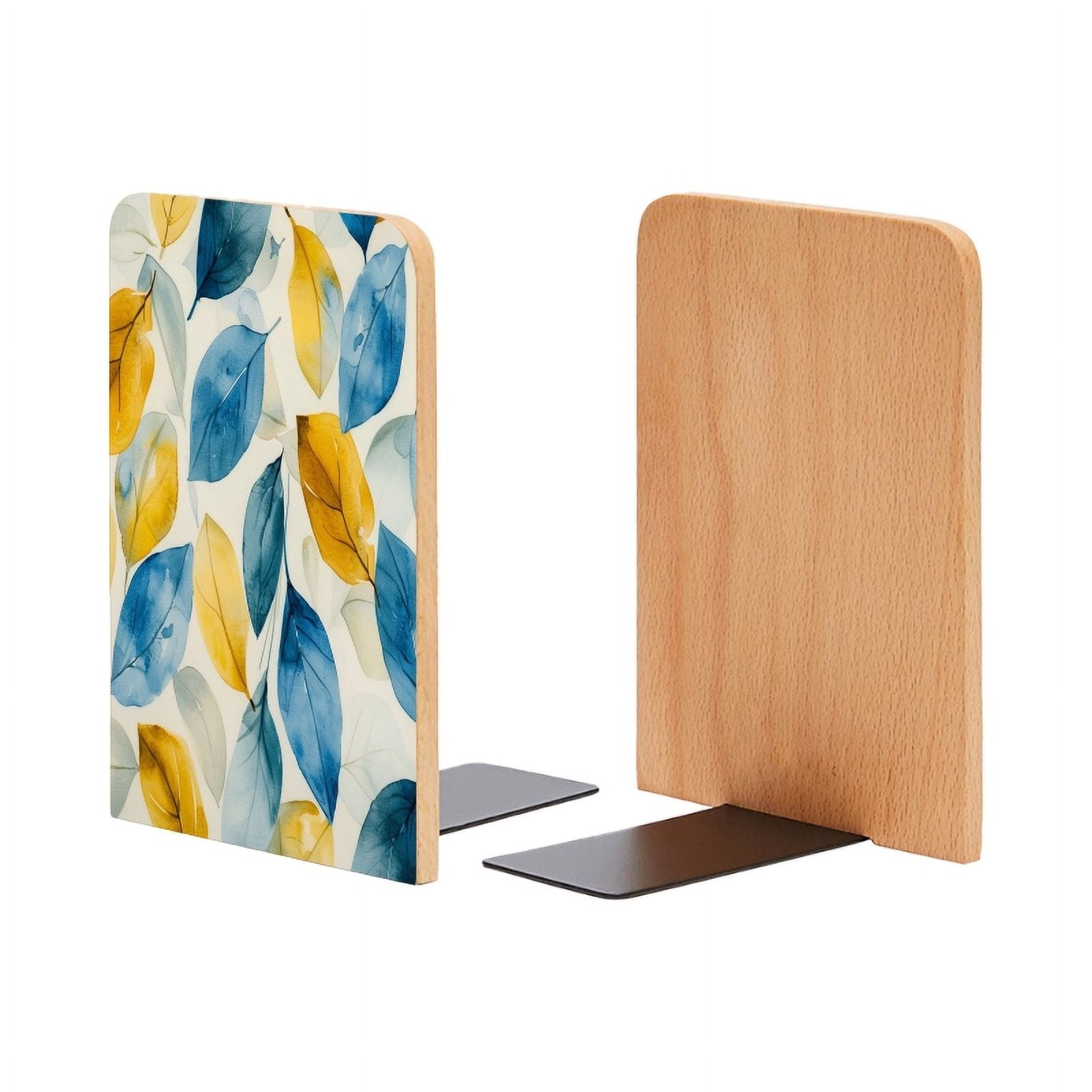 Bookends 1 Pair Non-Skid Bookend Wood Bookends for Shelves Book Stand ...