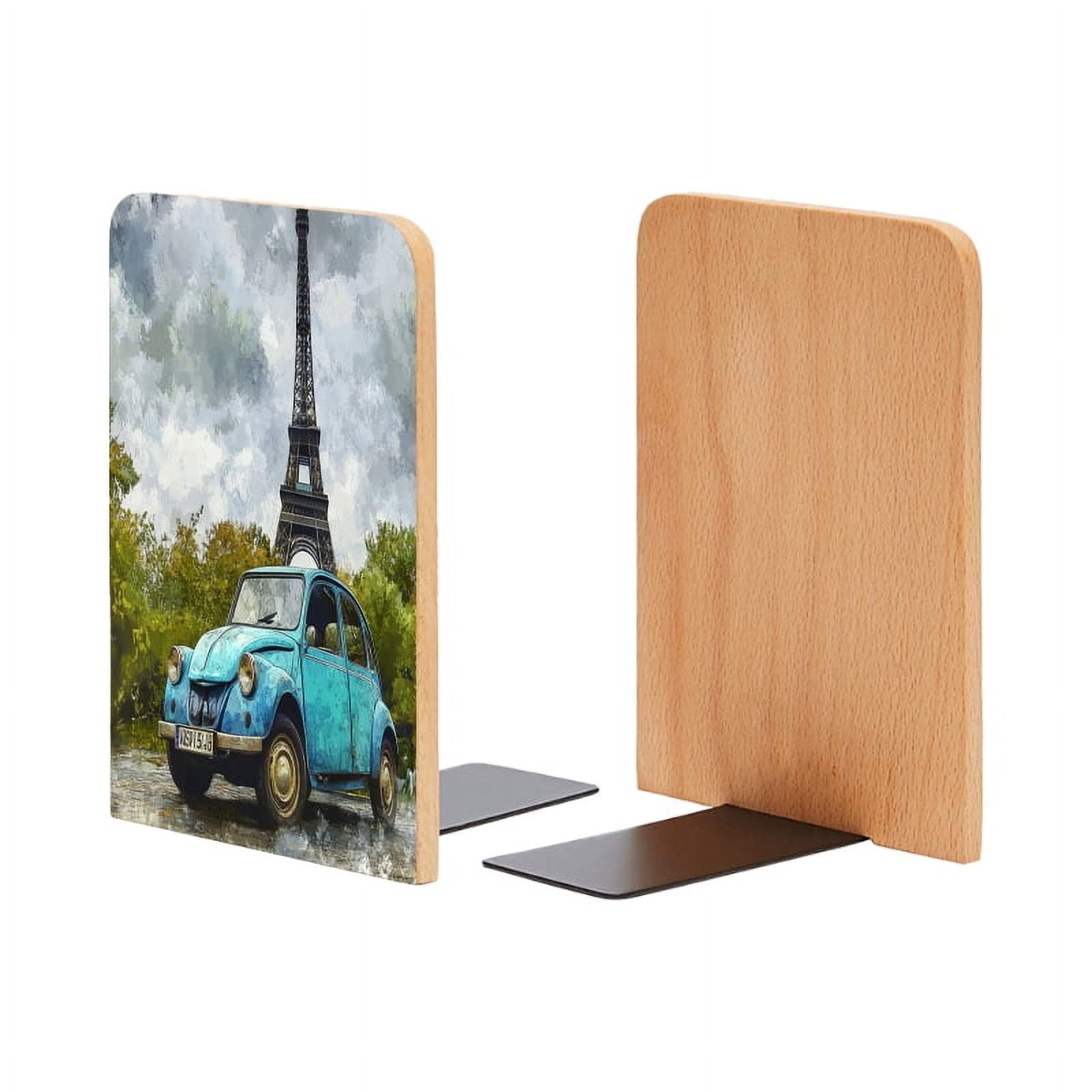 Bookends 1 Pair Non-Skid Bookend Wood Bookends for Shelves Book Stand ...