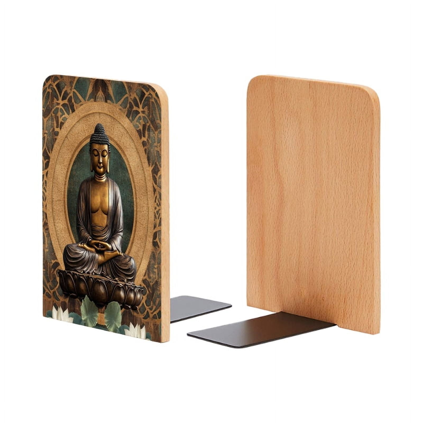 Bookends 1 Pair Non-Skid Bookend Wood Bookends for Shelves Book Stand ...