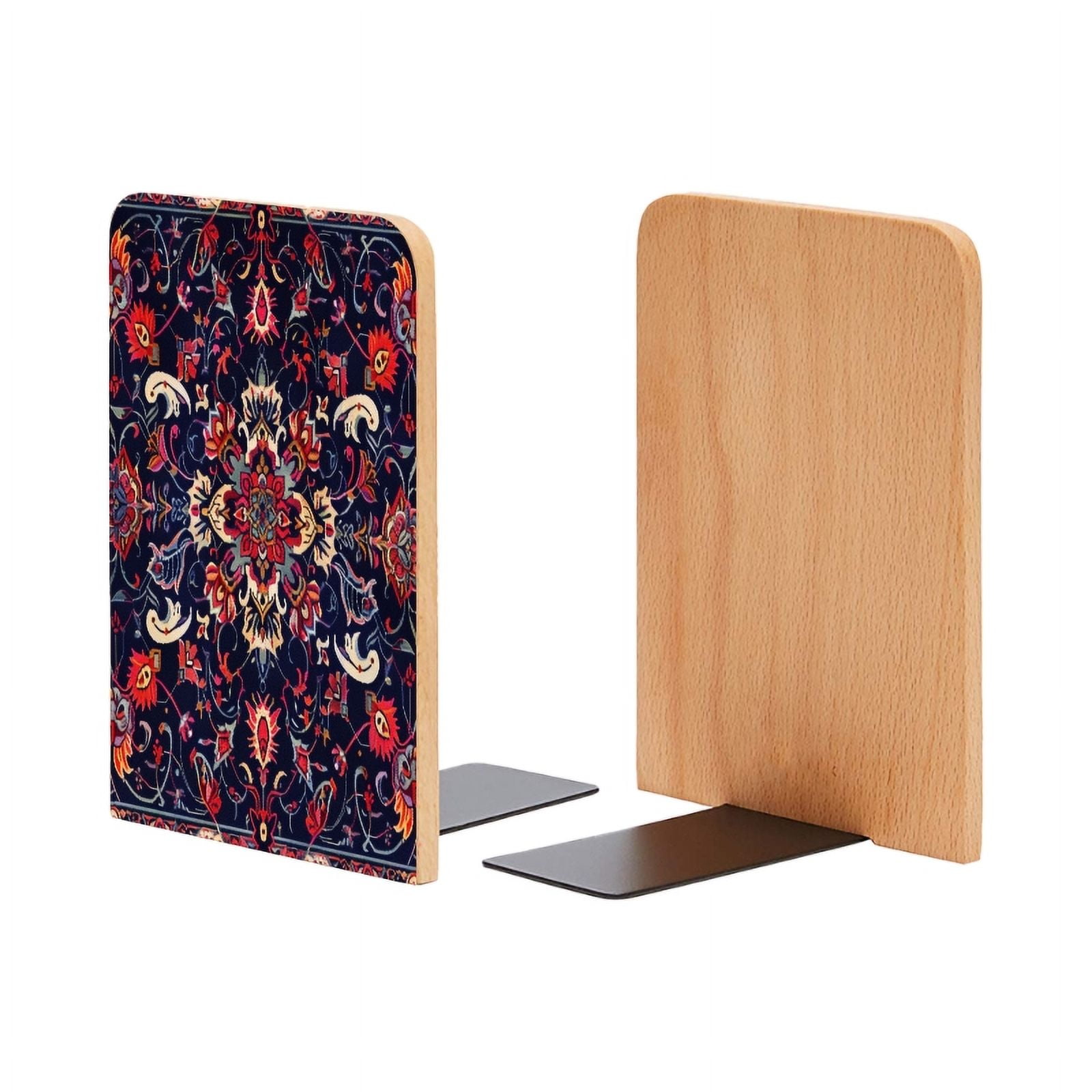 Bookends 1 Pair Non-Skid Bookend Wood Bookends for Shelves Book Stand ...