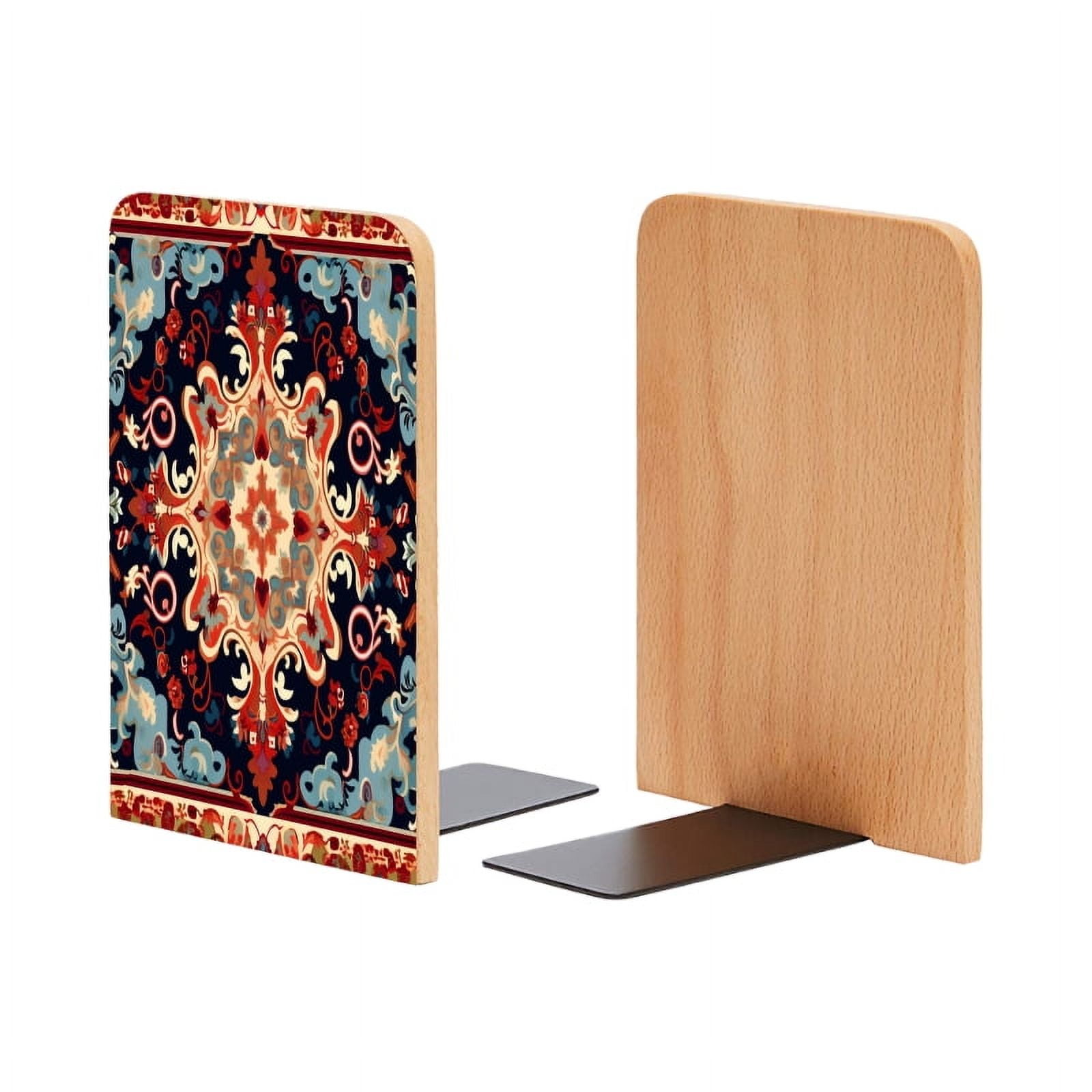 Bookends 1 Pair Non-Skid Bookend Wood Bookends for Shelves Book Stand ...