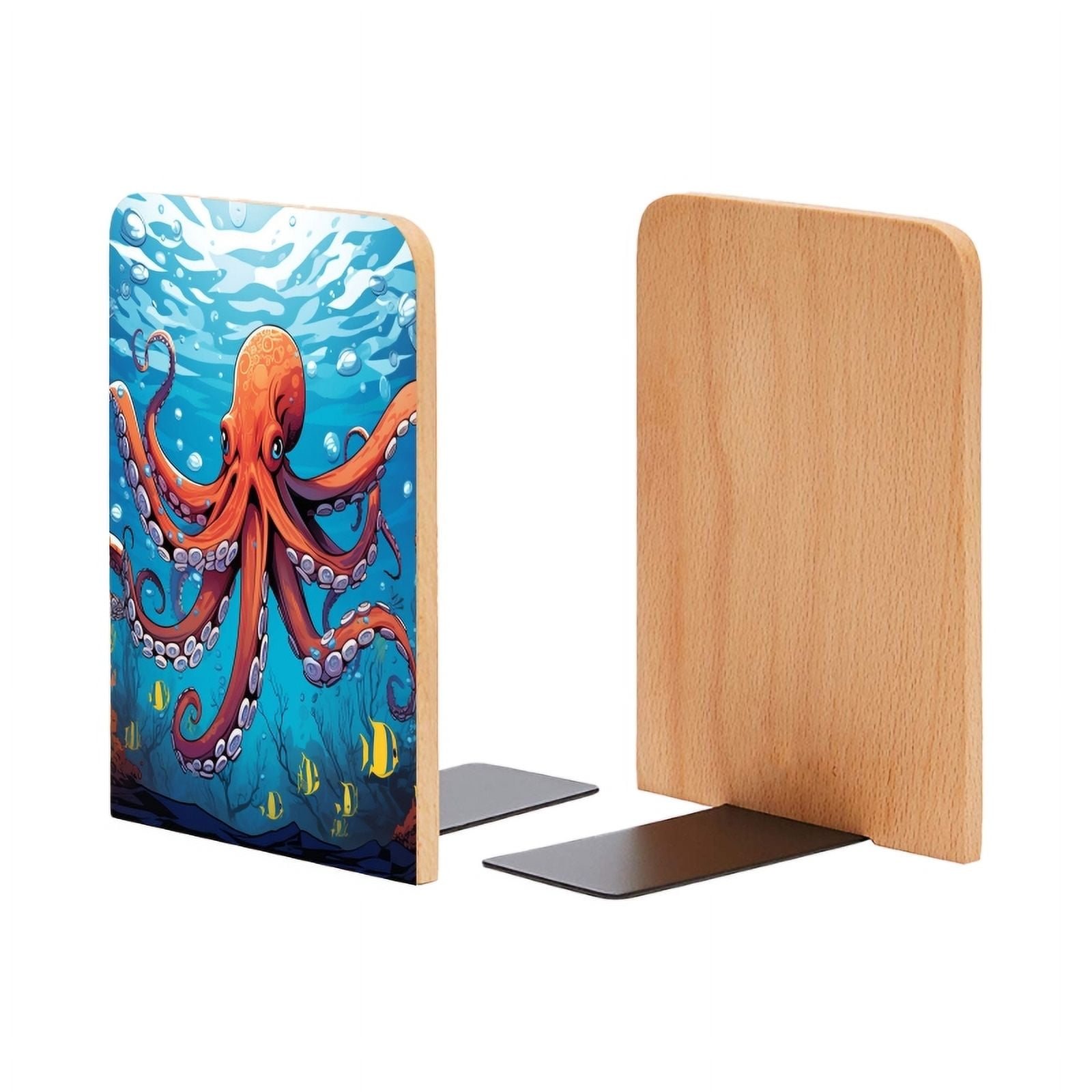 Bookends 1 Pair Non-Skid Bookend Wood Bookends for Shelves Book Stand ...