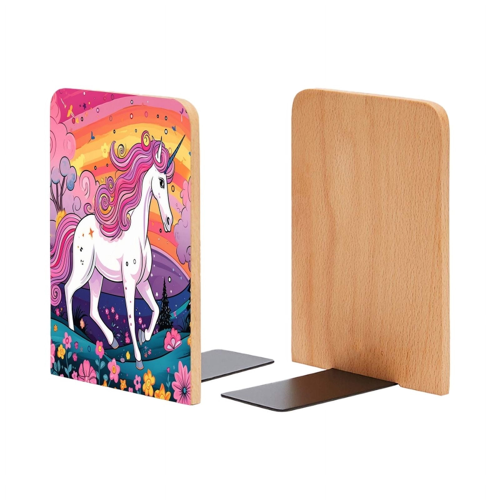 Bookends 1 Pair Non-Skid Bookend Wood Bookends for Shelves Book Stand ...