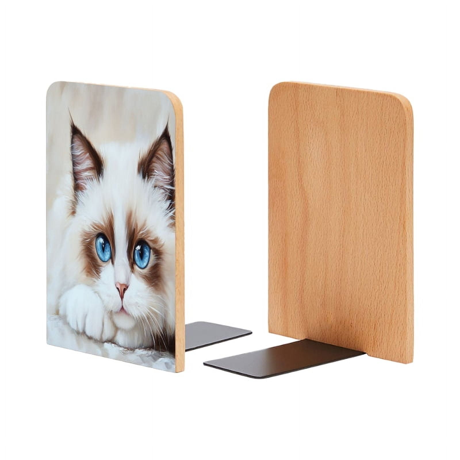 Bookends 1 Pair Non-Skid Bookend Wood Bookends for Shelves Book Stand ...