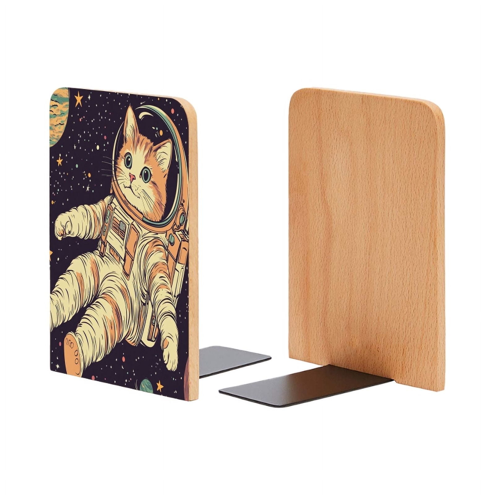 Bookends 1 Pair Non-Skid Bookend Wood Bookends for Shelves Book Stand ...